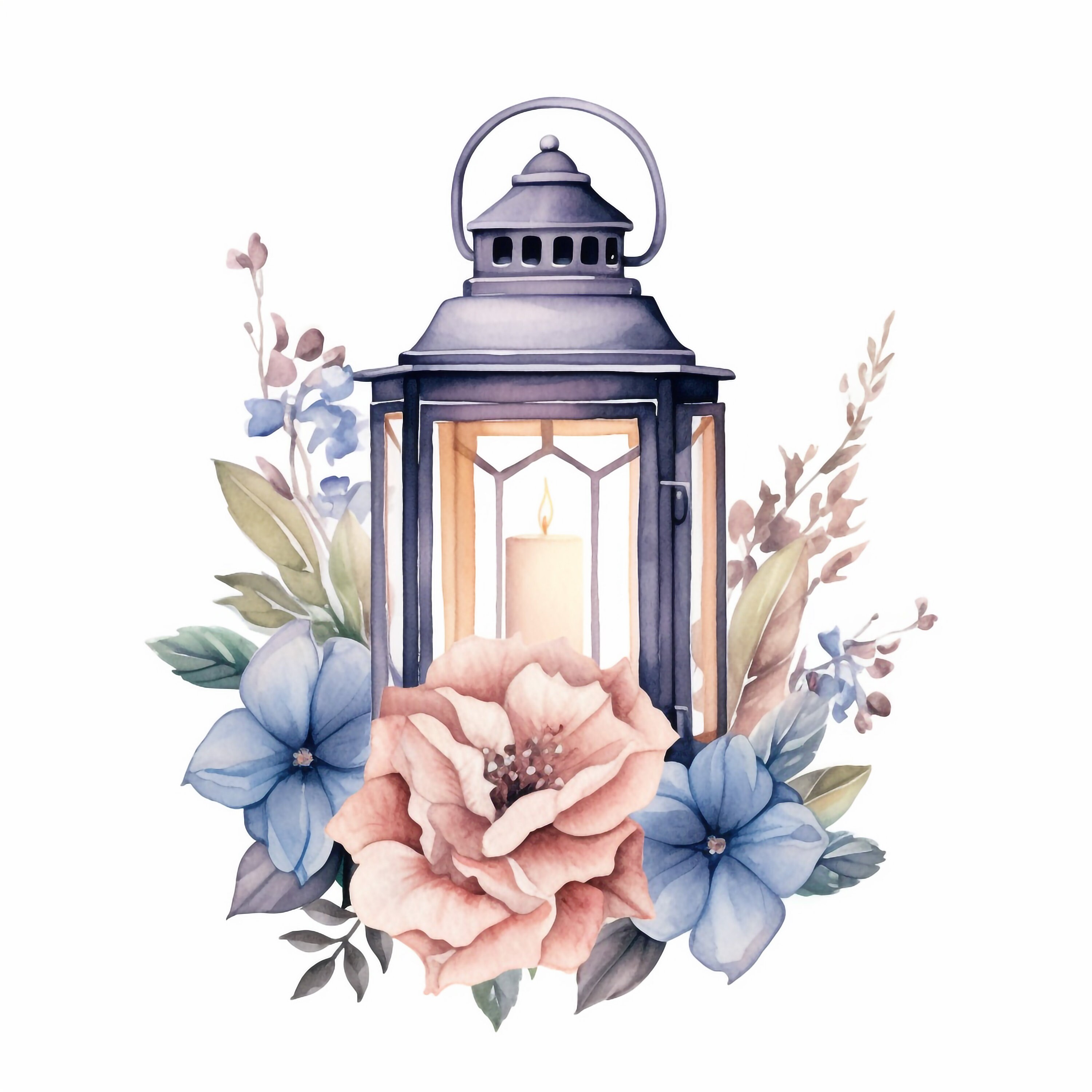 Watercolor Cottagecore Lantern 10 Digital Clipart Bundle - Etsy