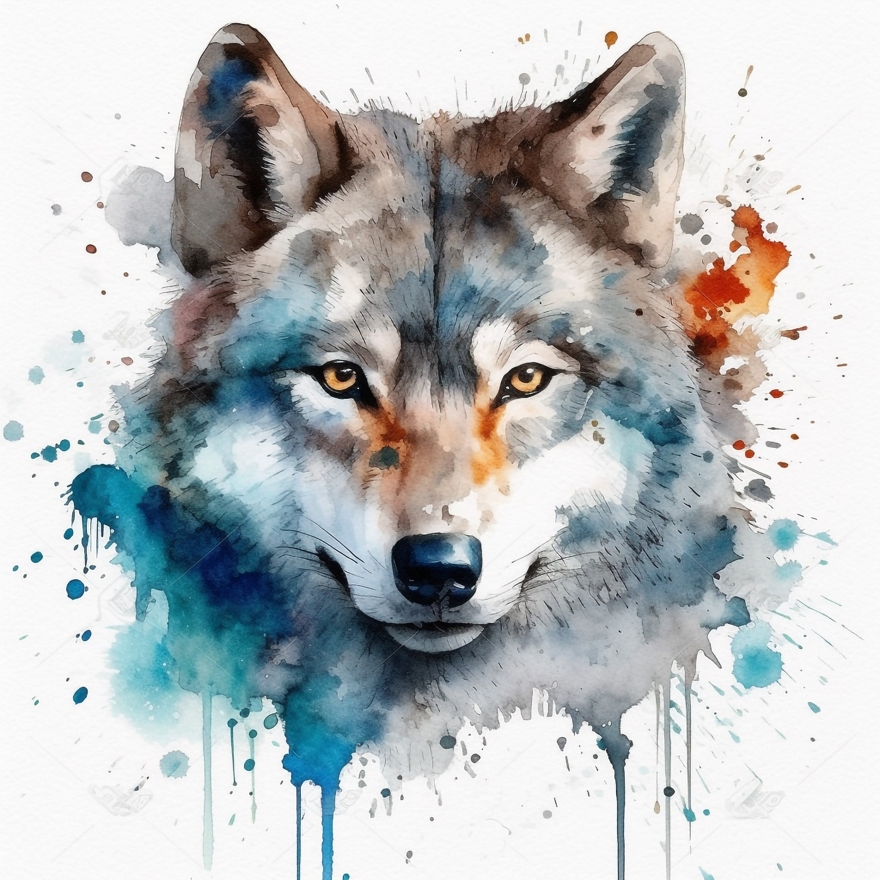 Watercolor Wolf Clipart Set of 10 High Quality Pictures - Etsy