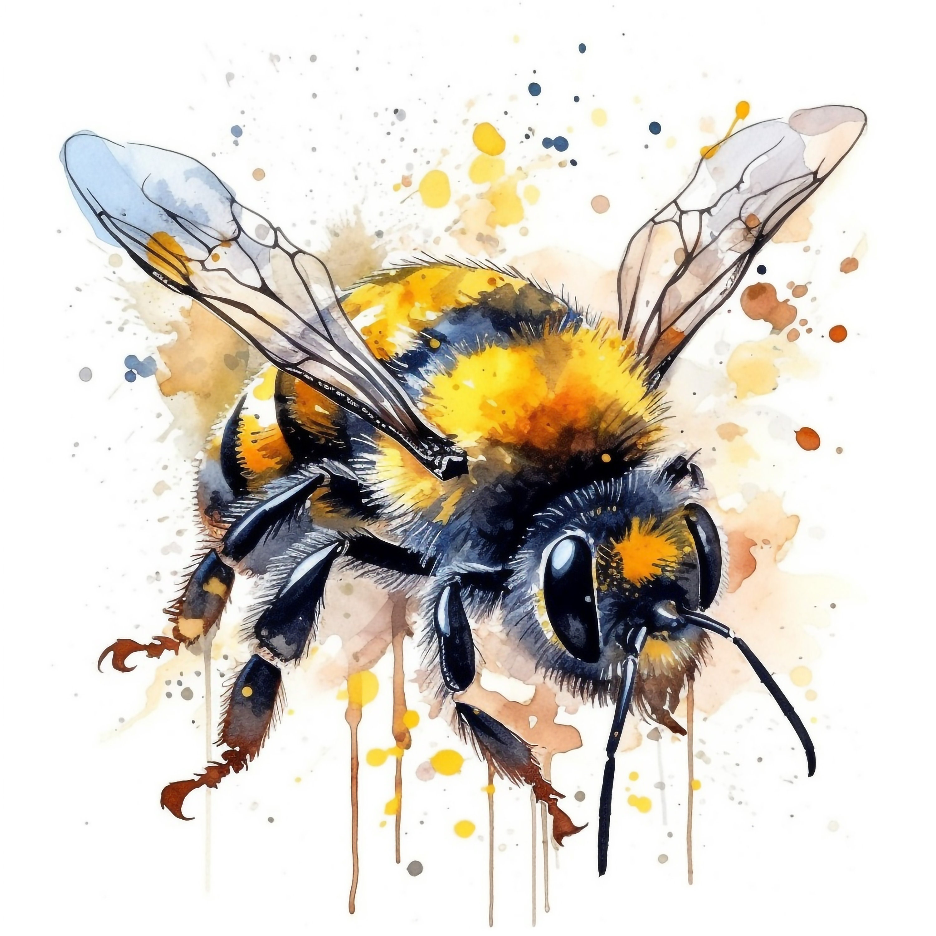 Watercolor Bumblebee Clipart 10 High Quality Jpgs Digital - Etsy