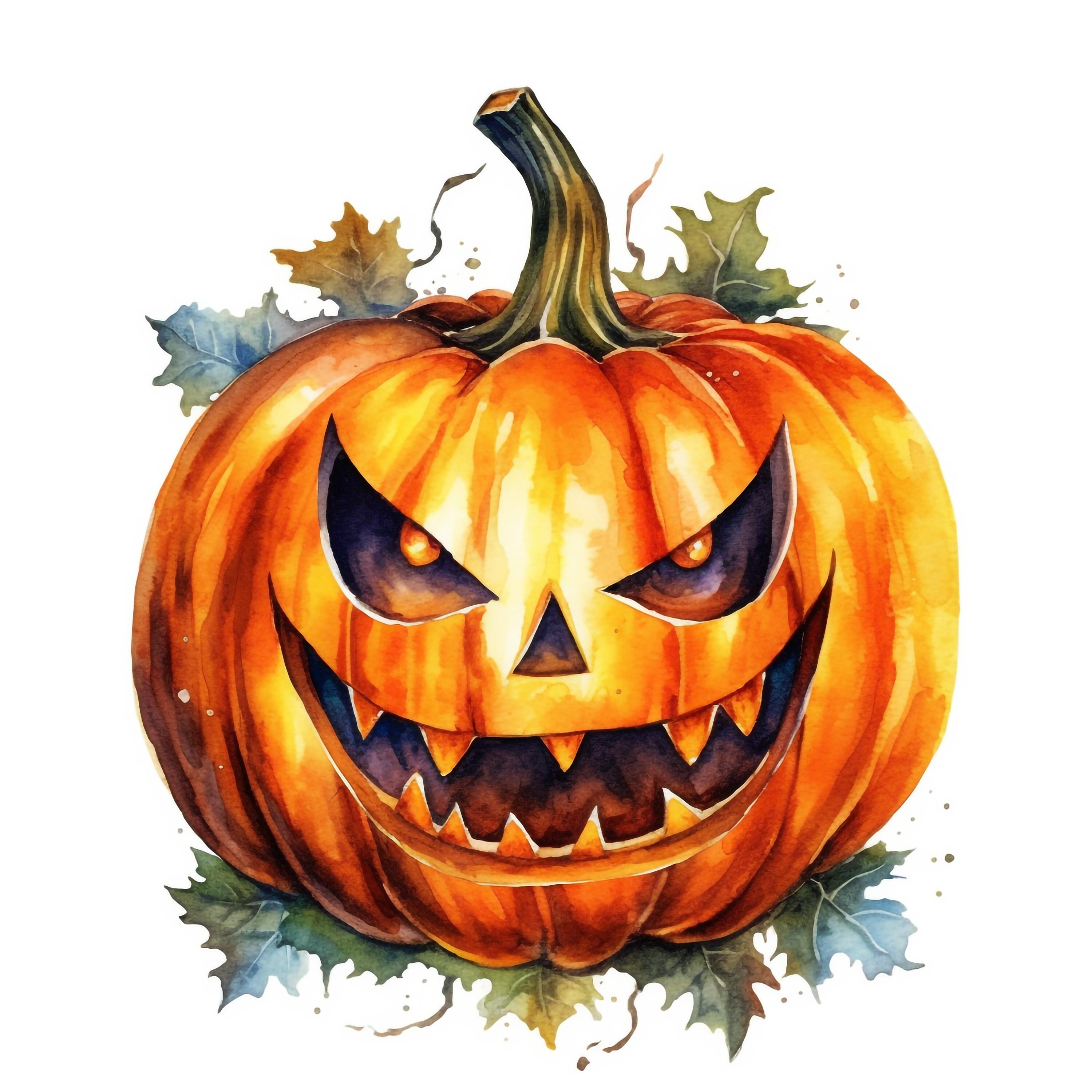 Watercolor Jack O' Lantern 10 Digital Clipart Bundle High Quality ...