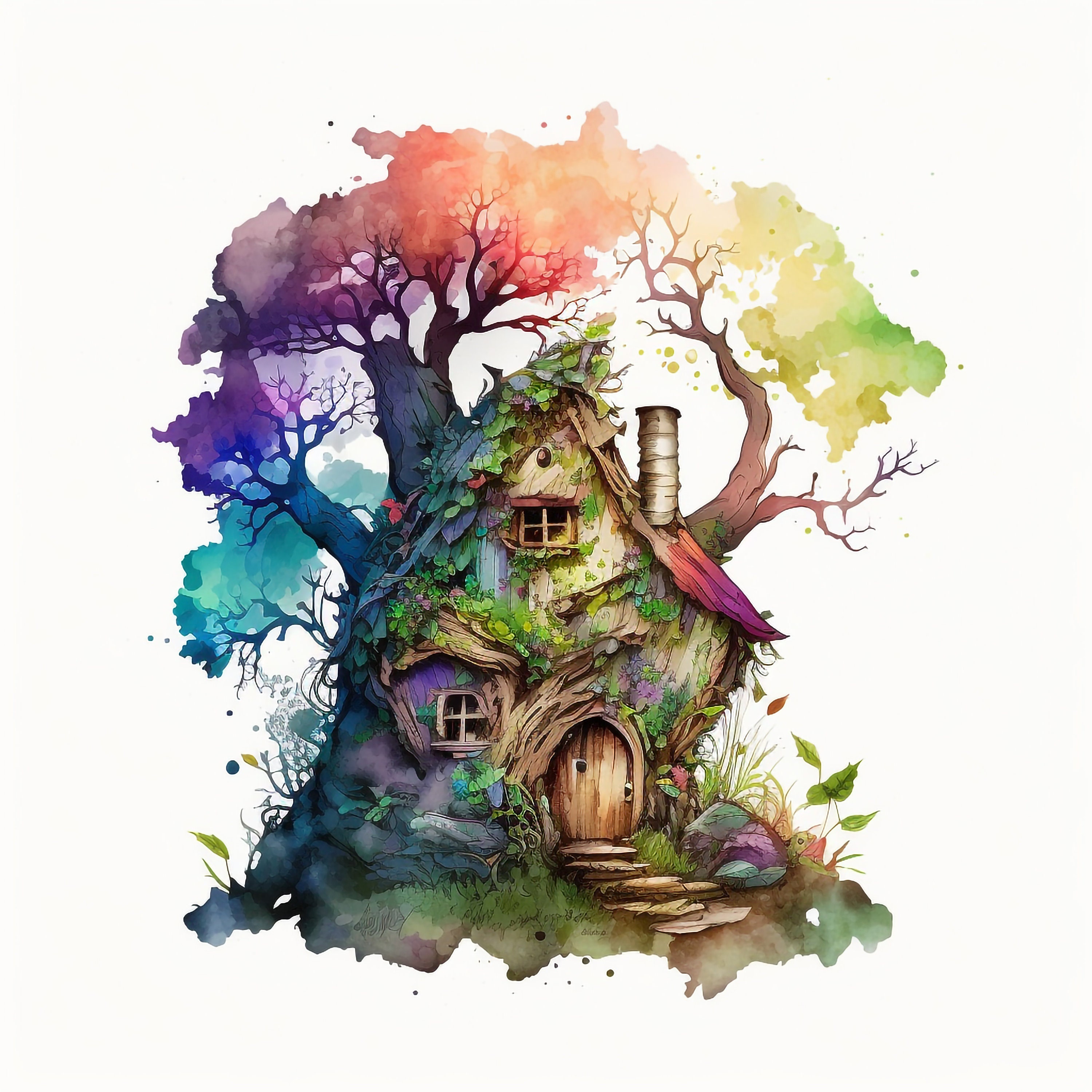 Watercolor Fairy House Clipart Set of 10 High Quality Jpgs - Etsy