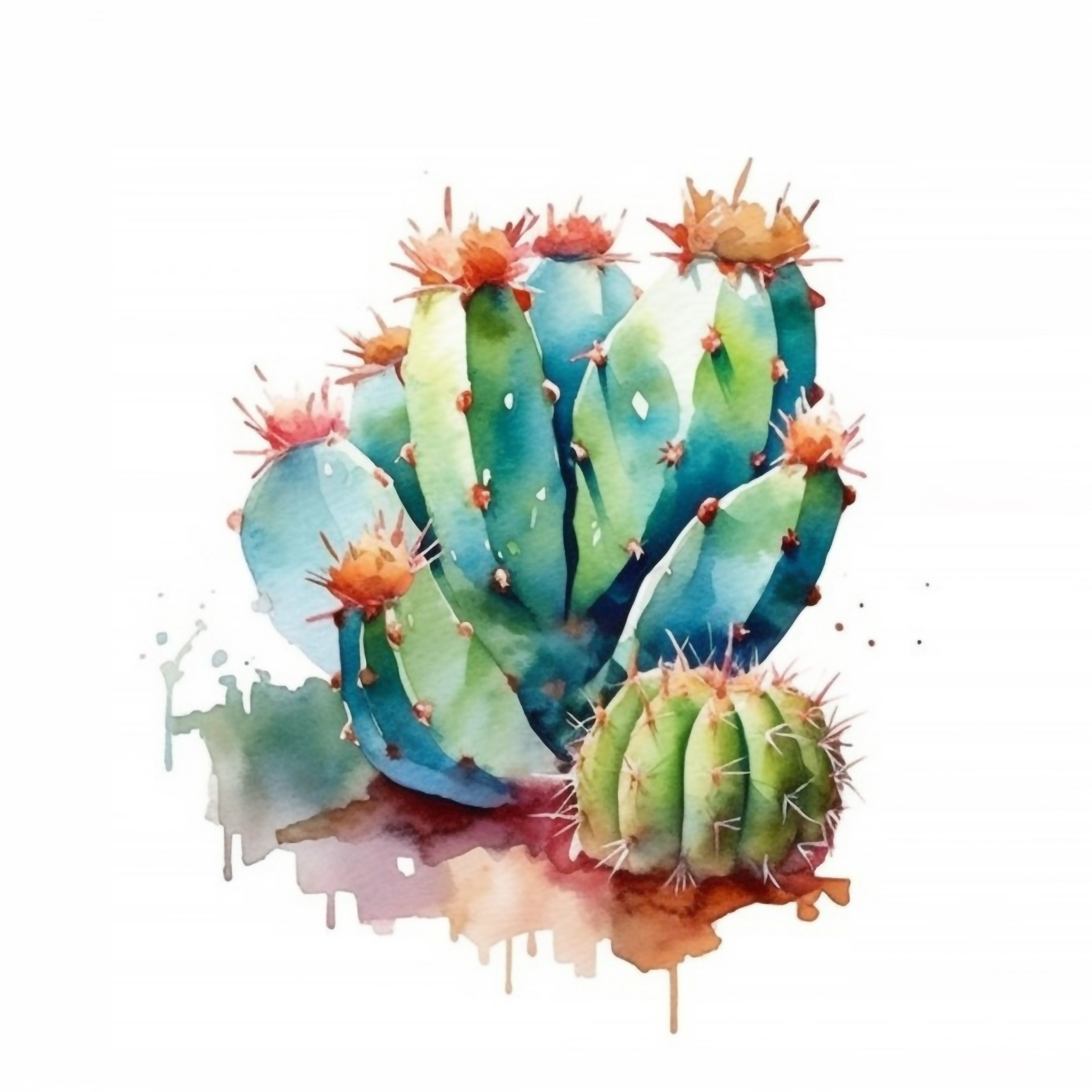 Watercolor Cactus Set of 10 Digital Clipart Bundle High Quality Images ...