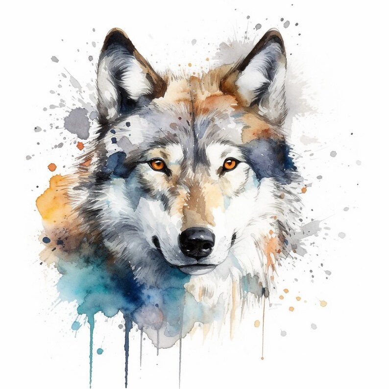Watercolor Wolf Clipart Set of 10 High Quality Pictures Digital ...
