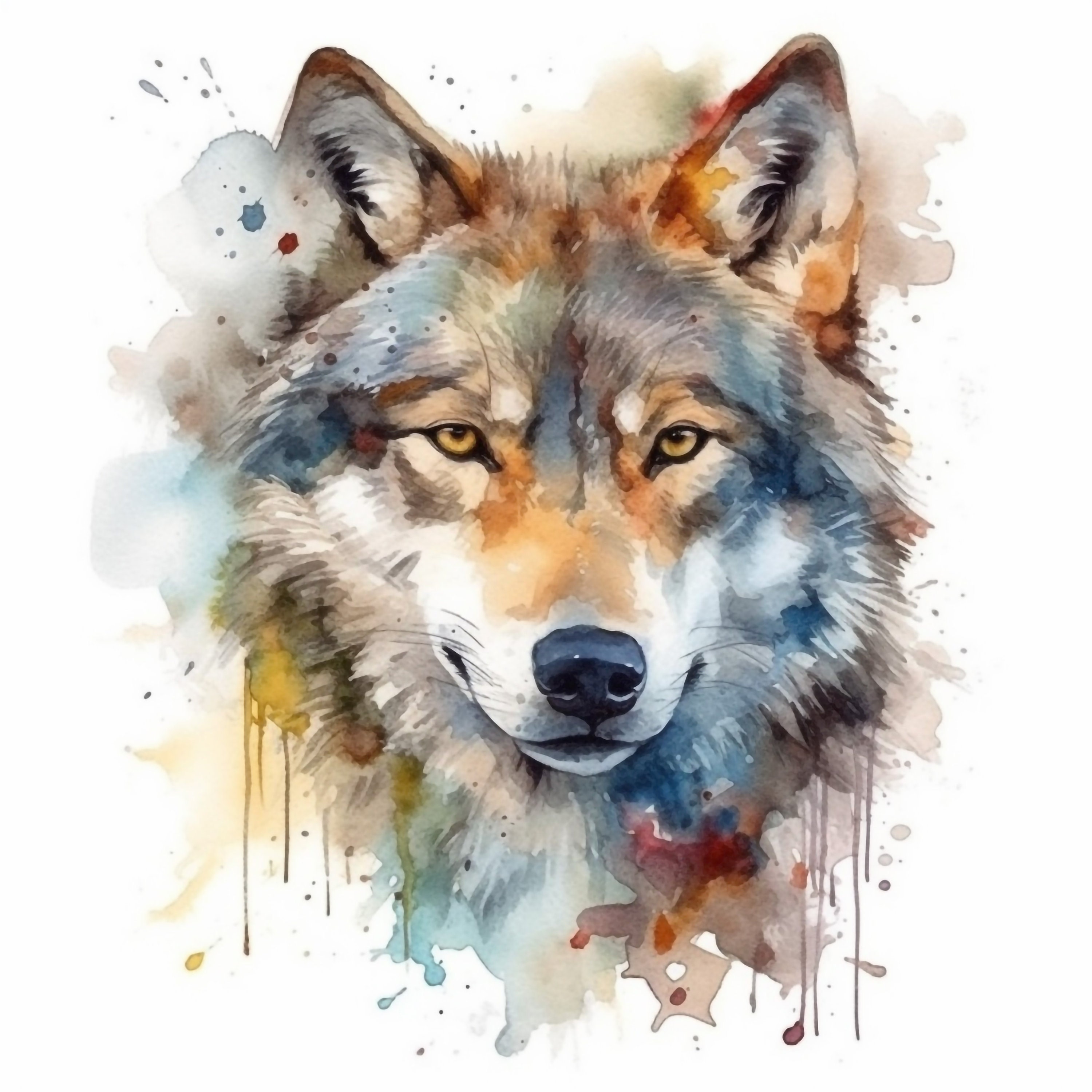 Watercolor Wolf Clipart Set of 10 High Quality Pictures Digital ...