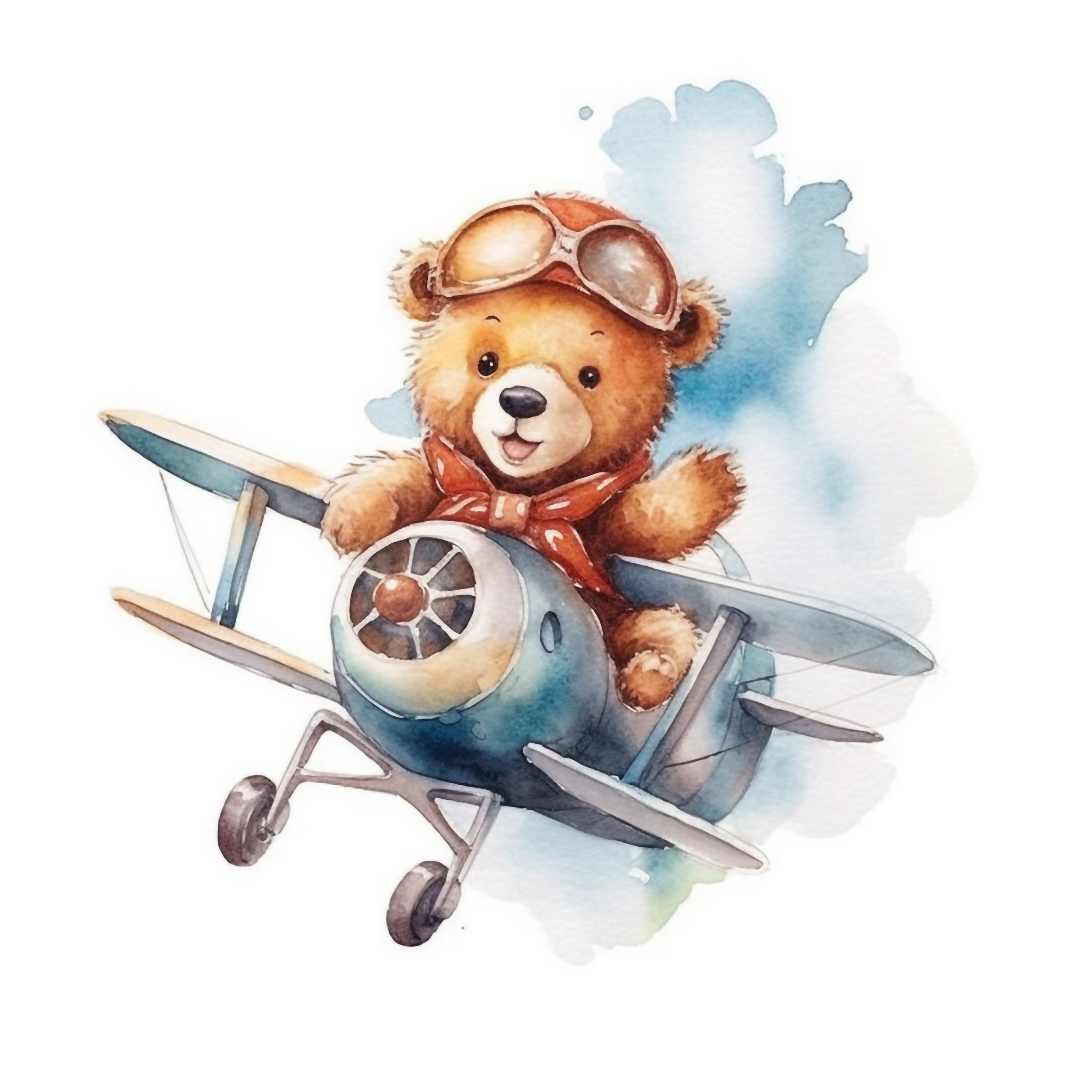 Watercolor Aviator Bear 10 Digital Clipart Bundle High Quality Images ...