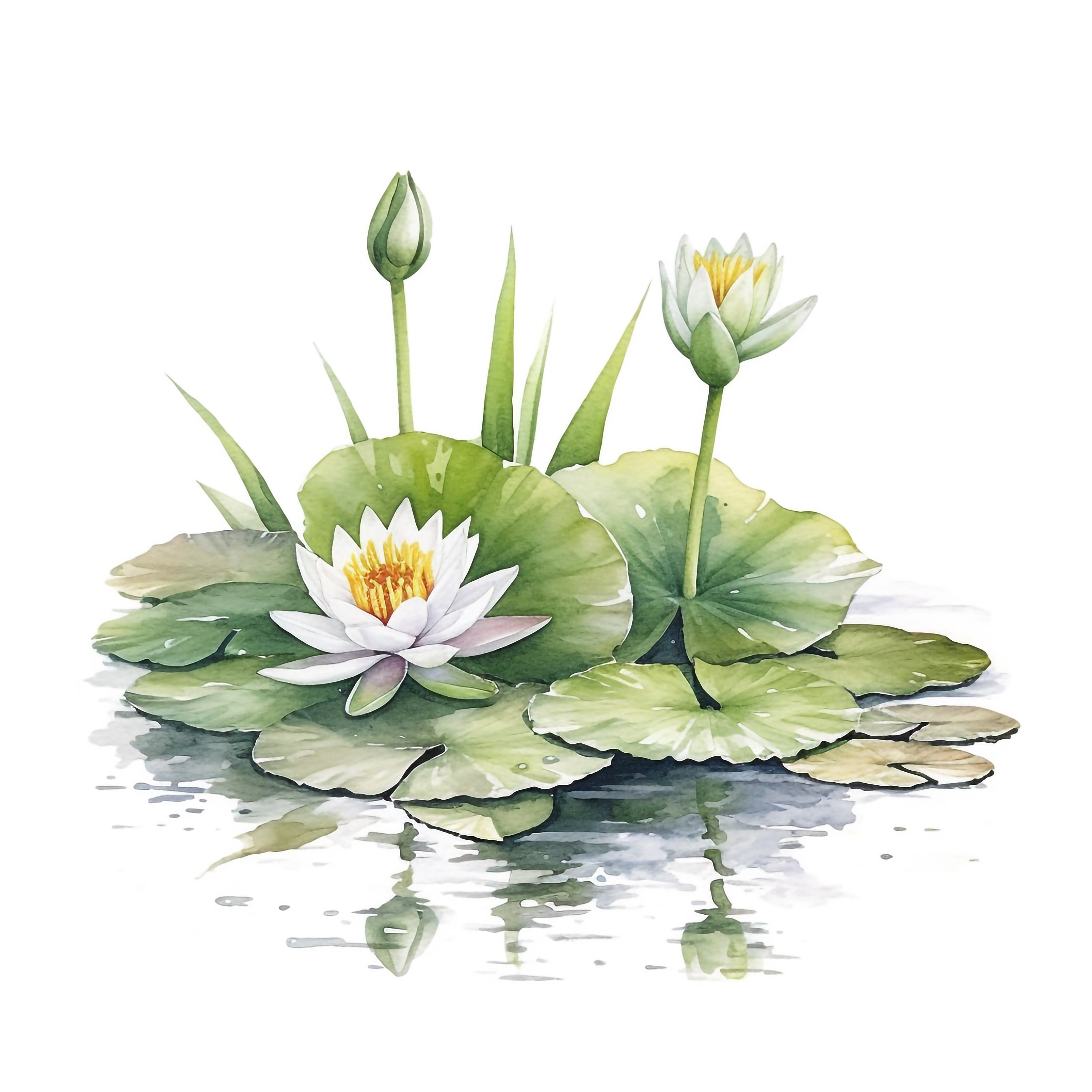 Watercolor Lily Pond Clipart 10 Digital Clipart Bundle - Etsy