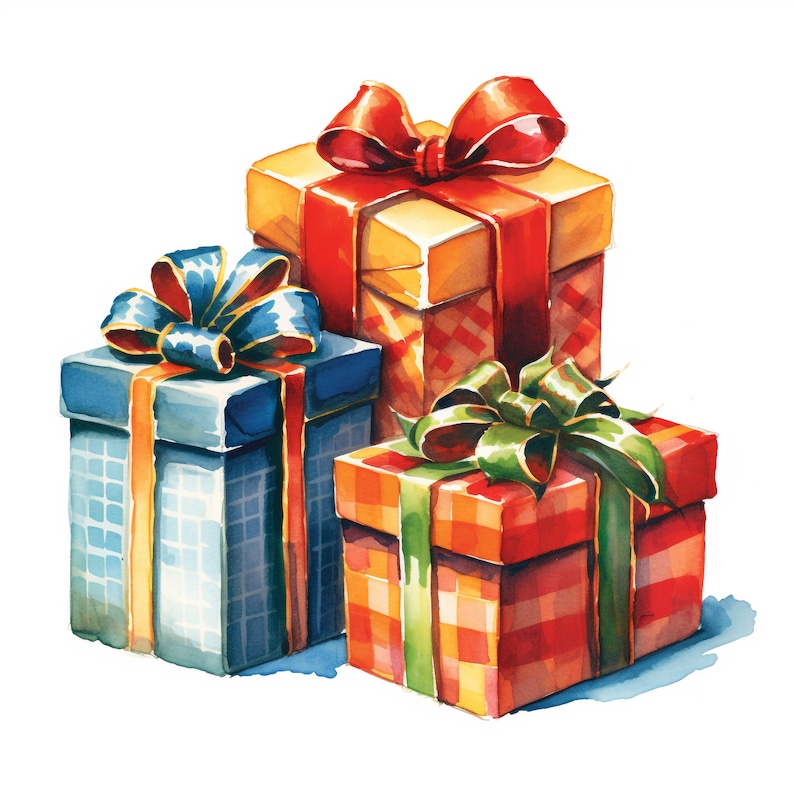 Watercolor Christmas Presents 10 Digital Clipart Bundle - Etsy Australia