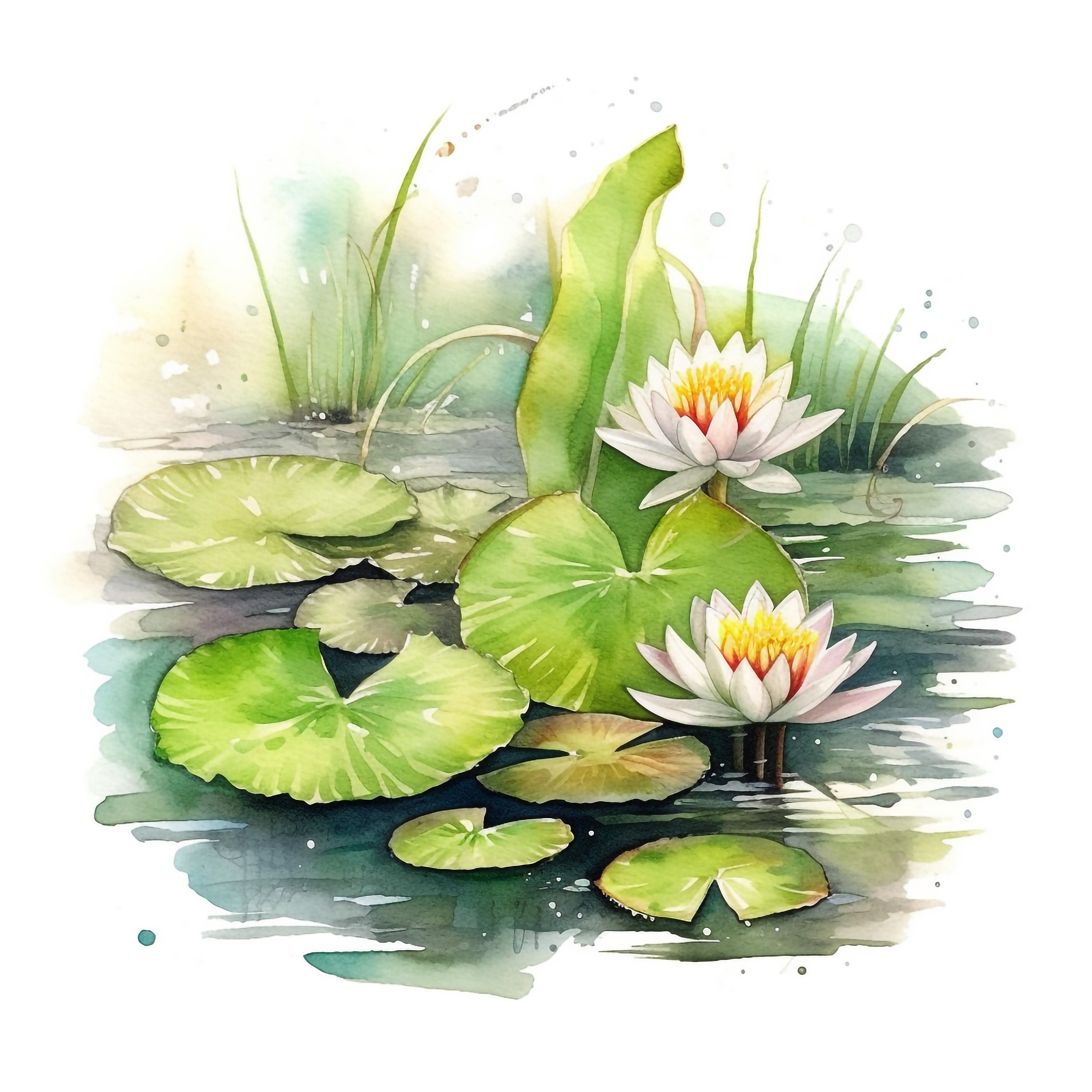 Watercolor Lily Pond Clipart 10 Digital Clipart Bundle - Etsy