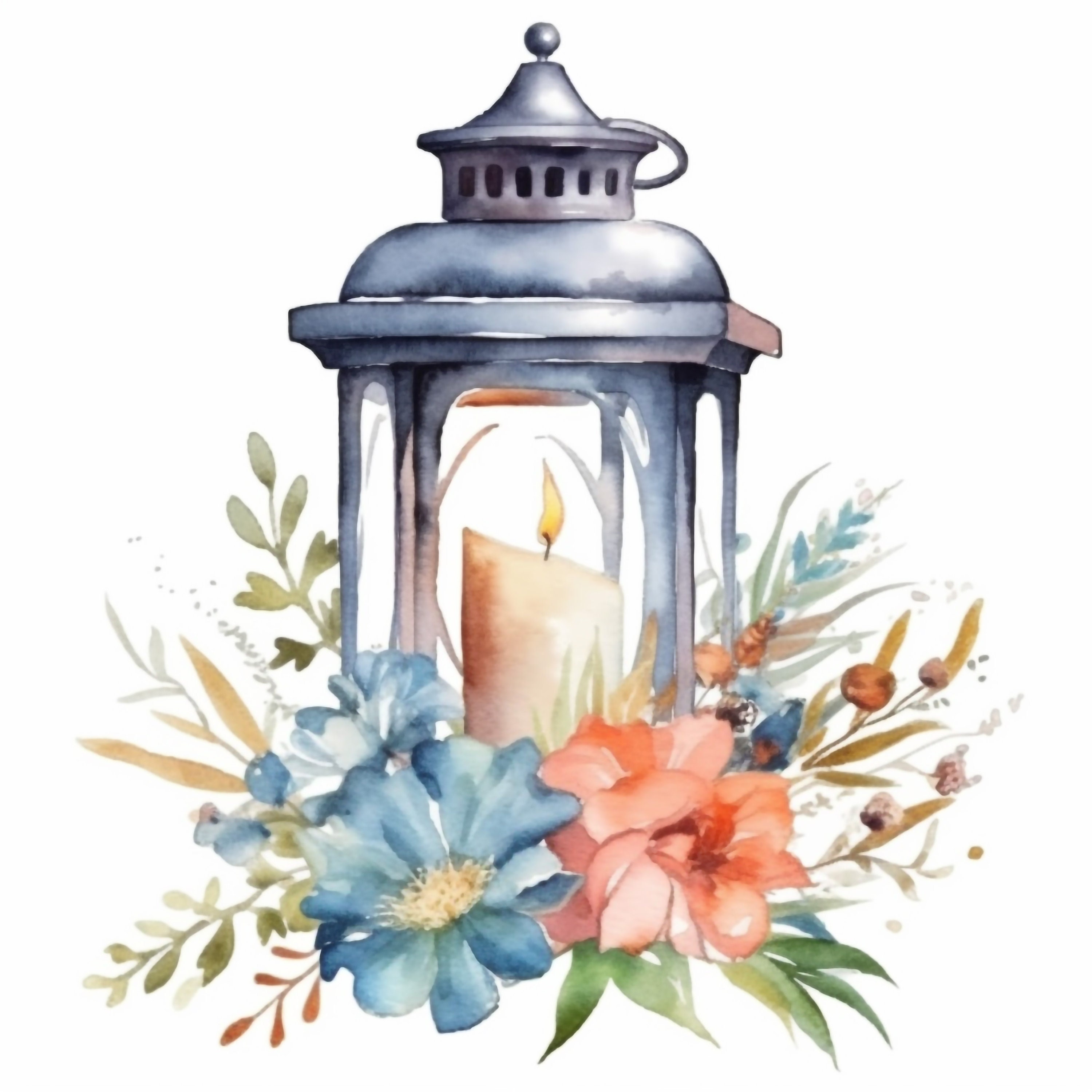 Watercolor Cottagecore Lantern 10 Digital Clipart Bundle High Quality ...