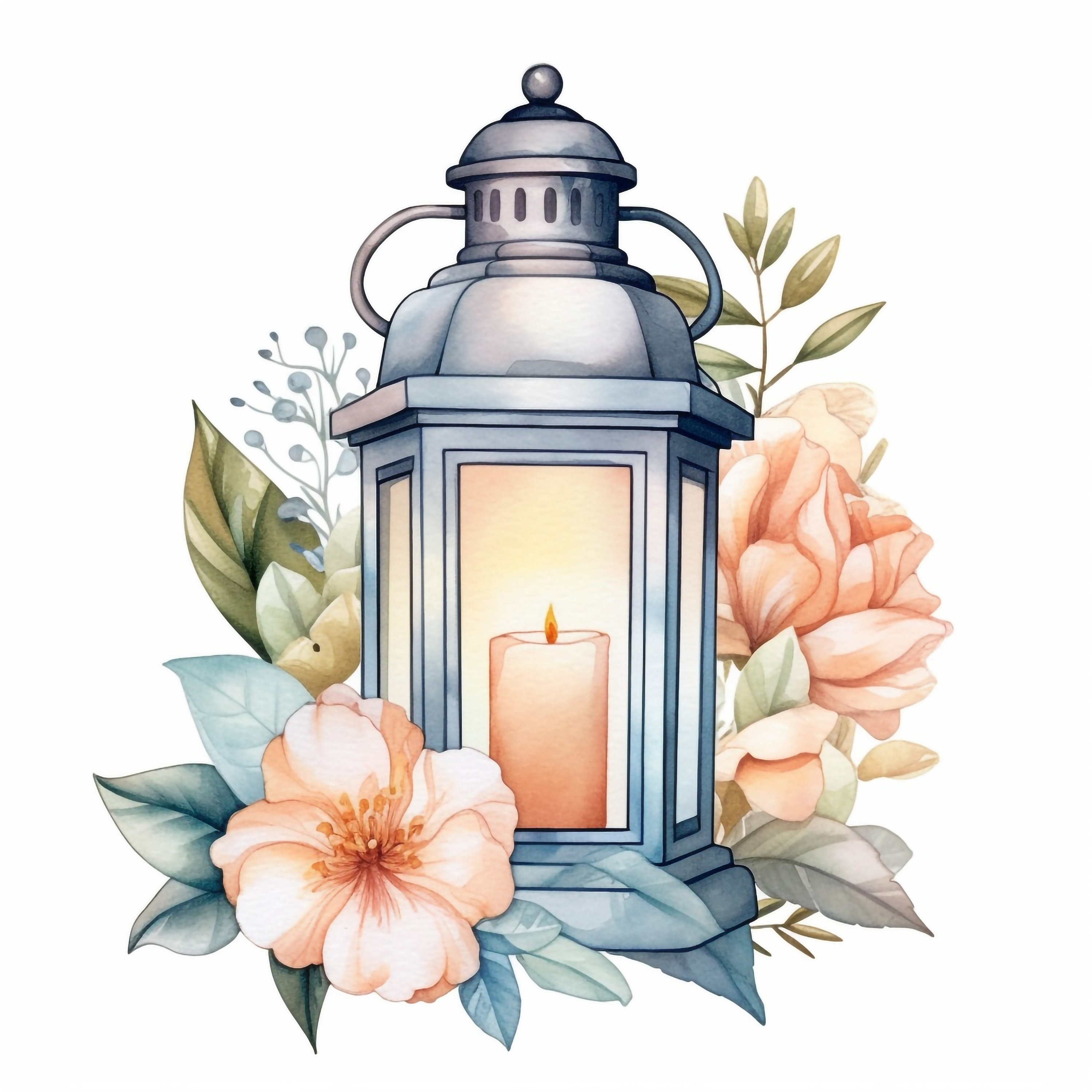 Watercolor Cottagecore Lantern 10 Digital Clipart Bundle - Etsy