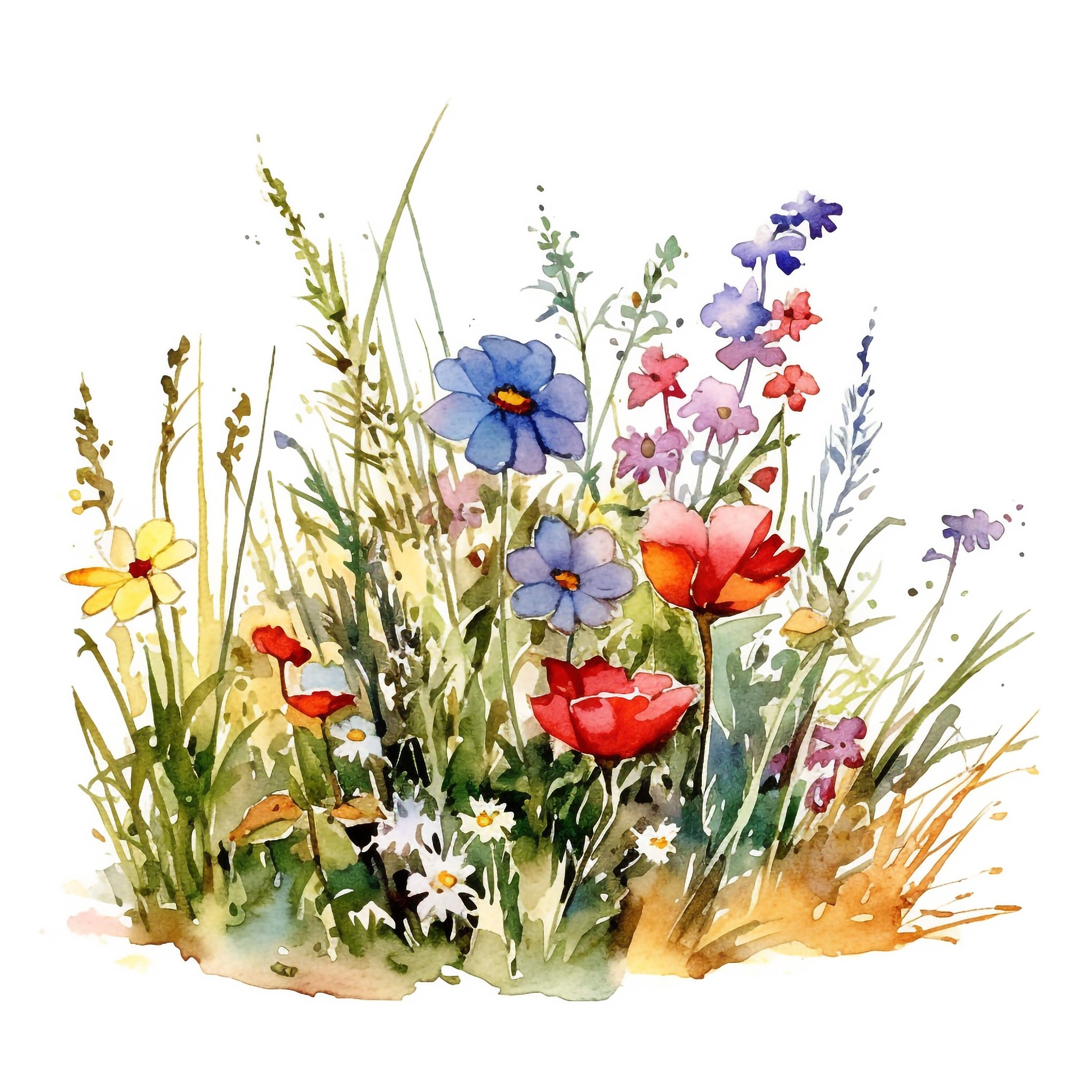 Wild Flowers Clipart 10 Digital Clipart Bundle High - Etsy