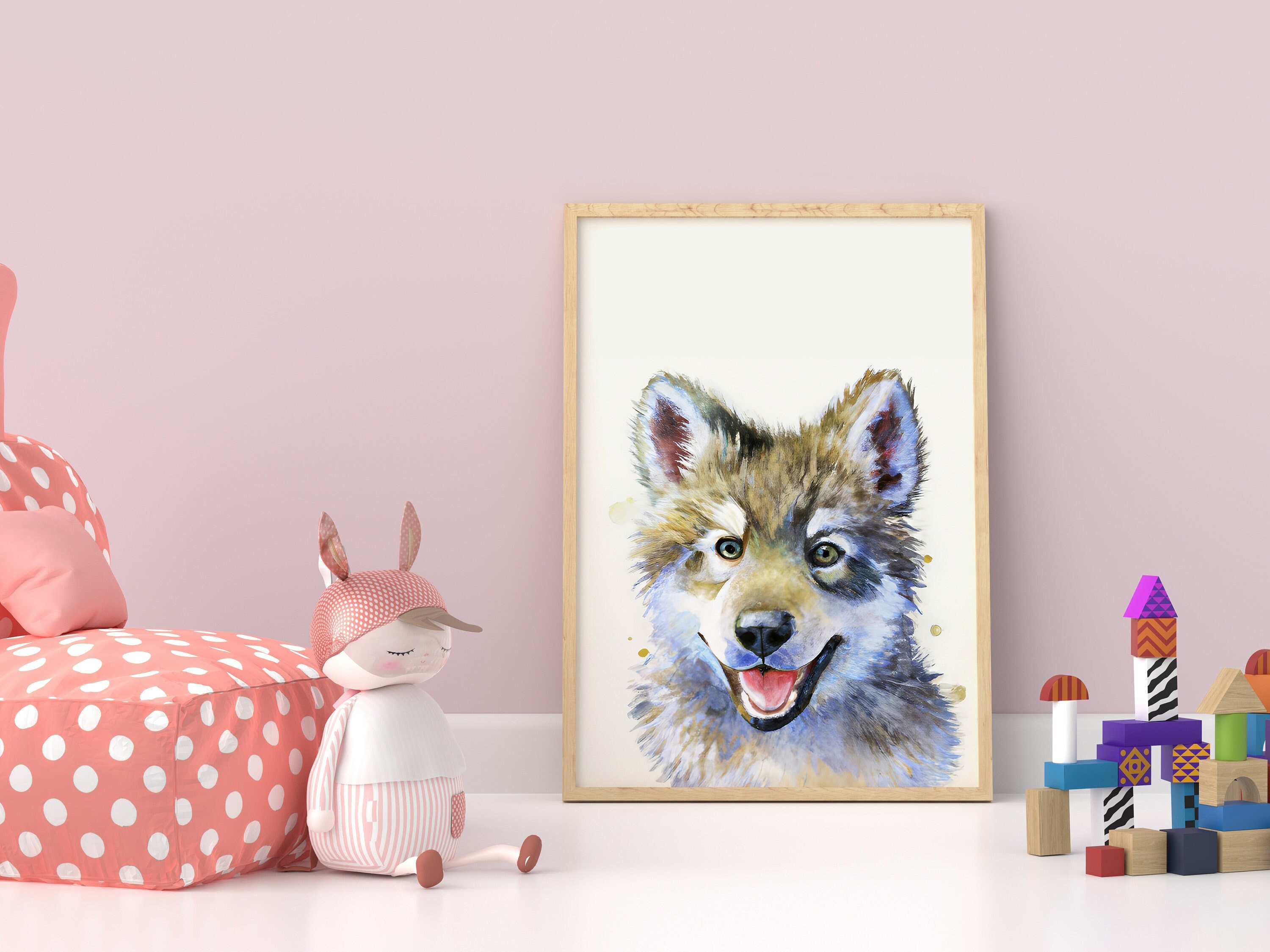 Wolf Cub Print, Wolf Cub Wall Art, Animal Print, Nursery Decor, Nursery ...