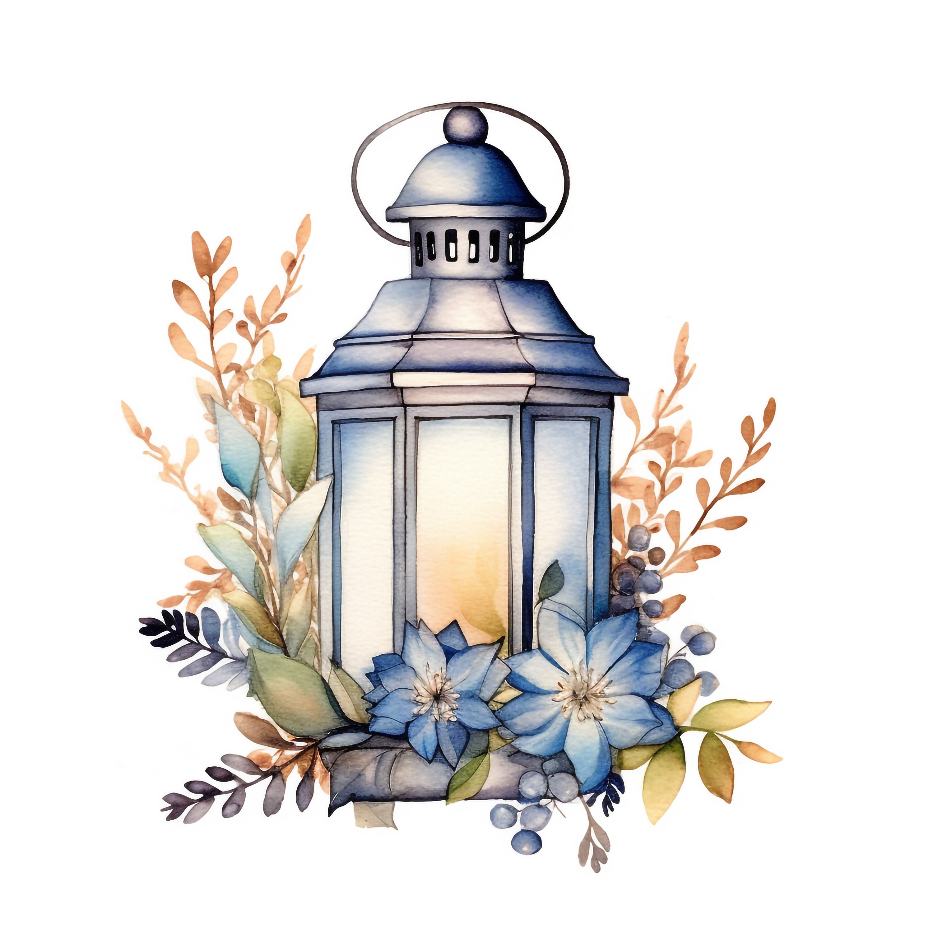 Watercolor Cottagecore Lantern 10 Digital Clipart Bundle - Etsy