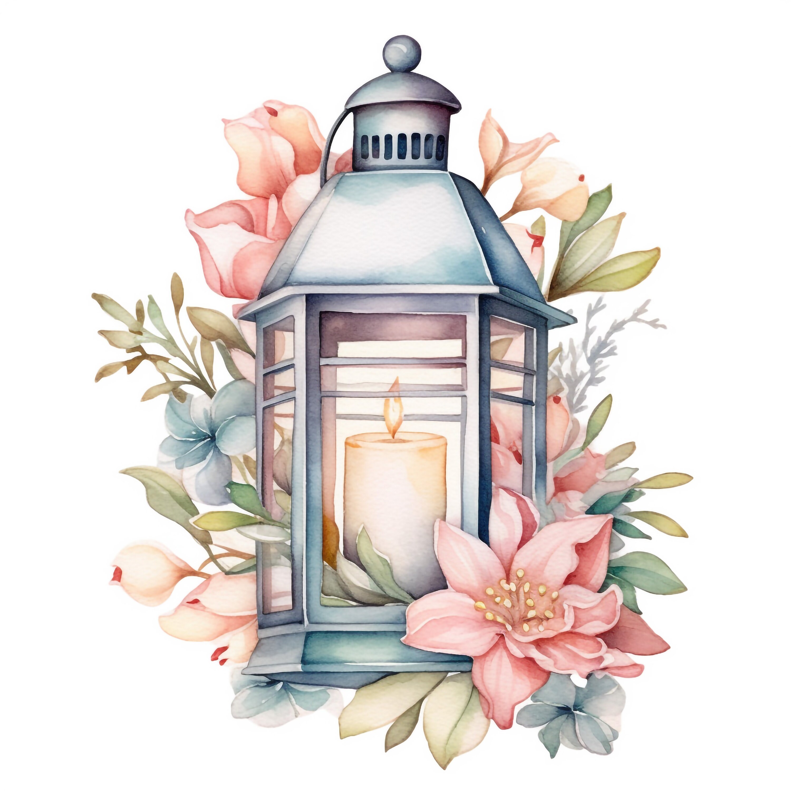 Watercolor Cottagecore Lantern 10 Digital Clipart Bundle - Etsy