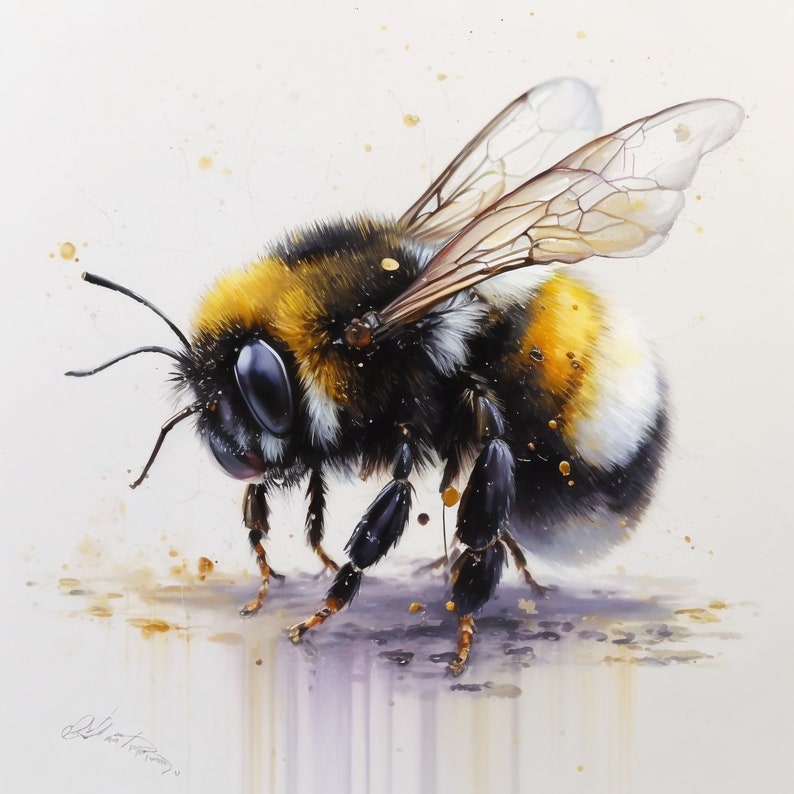 Watercolor Bumblebee Clipart 10 High Quality Jpgs Digital - Etsy