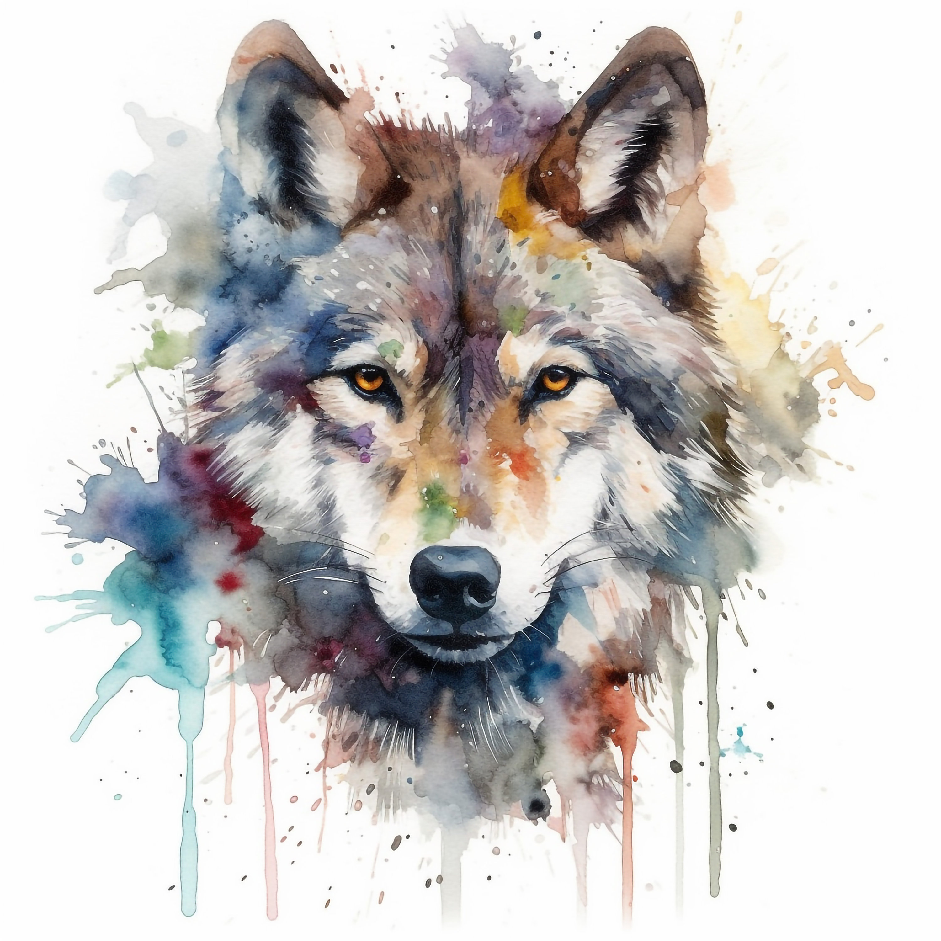 Watercolor Wolf Clipart Set of 10 High Quality Pictures - Etsy