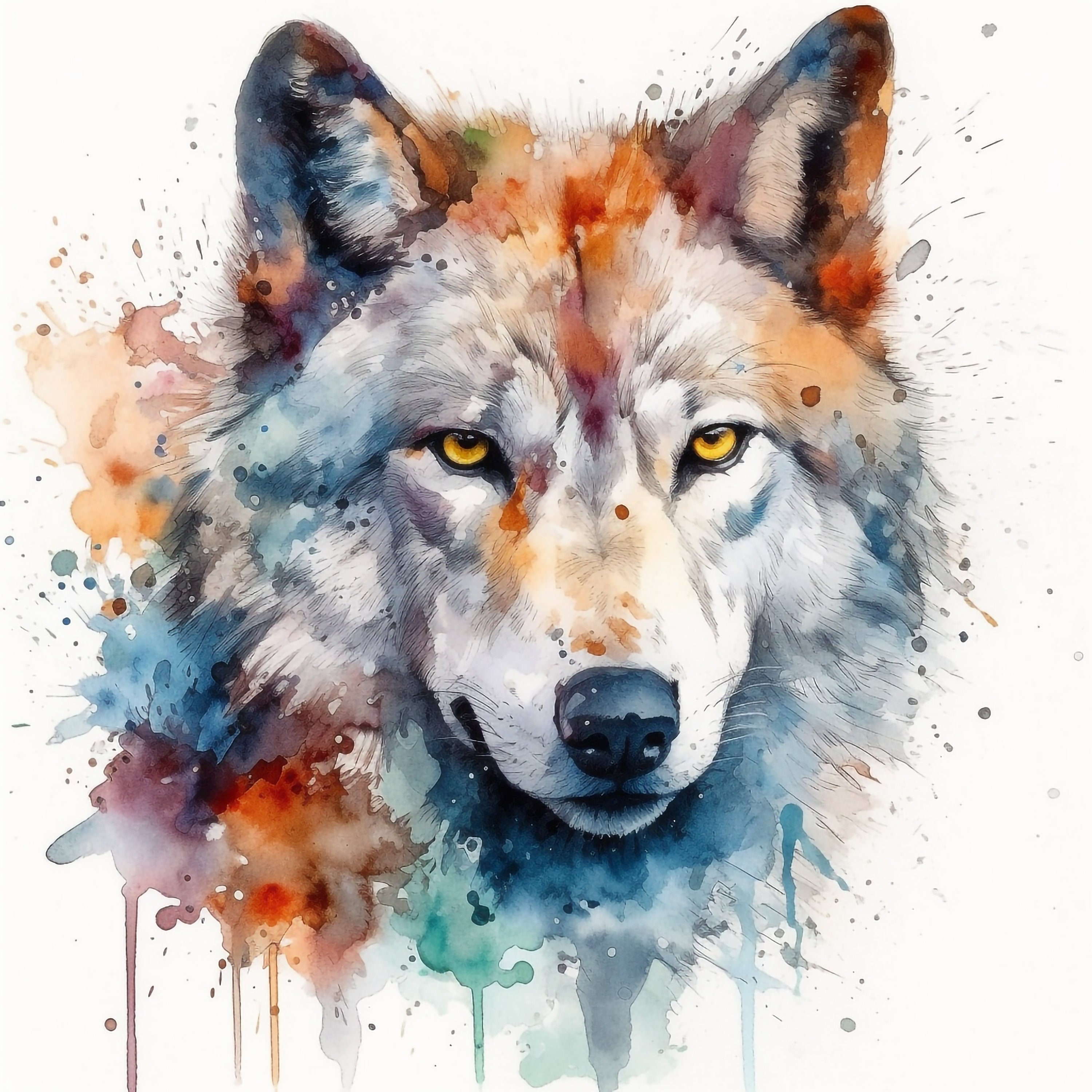 Watercolor Wolf Clipart Set of 10 High Quality Pictures - Etsy