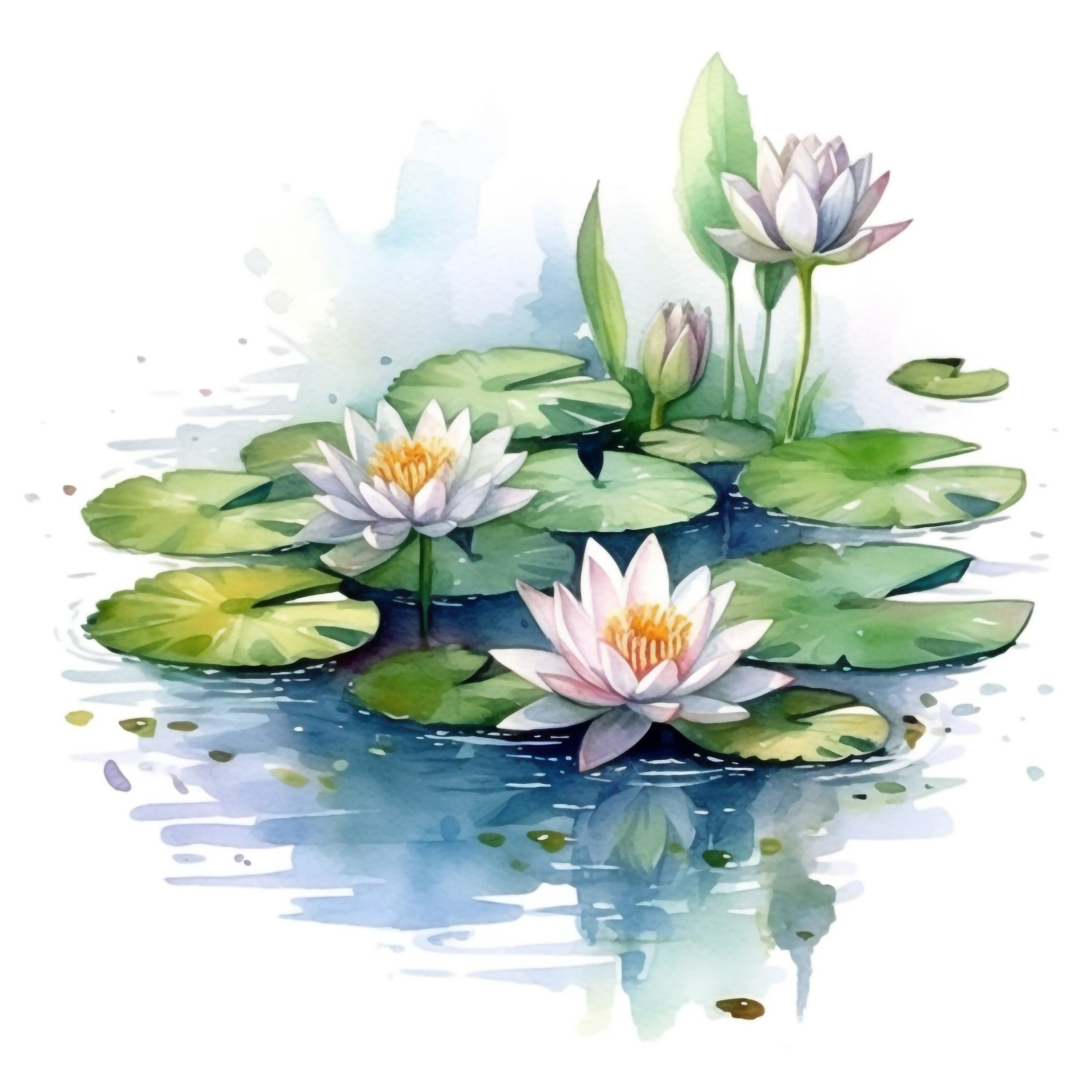 Watercolor Lily Pond Clipart 10 Digital Clipart Bundle - Etsy