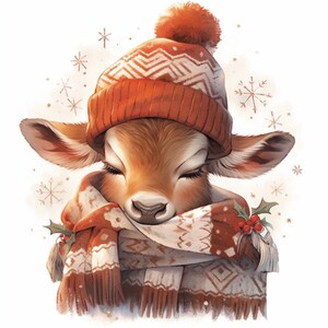 Watercolor Christmas Calf 10 Digital Clipart Bundle High Quality Images ...
