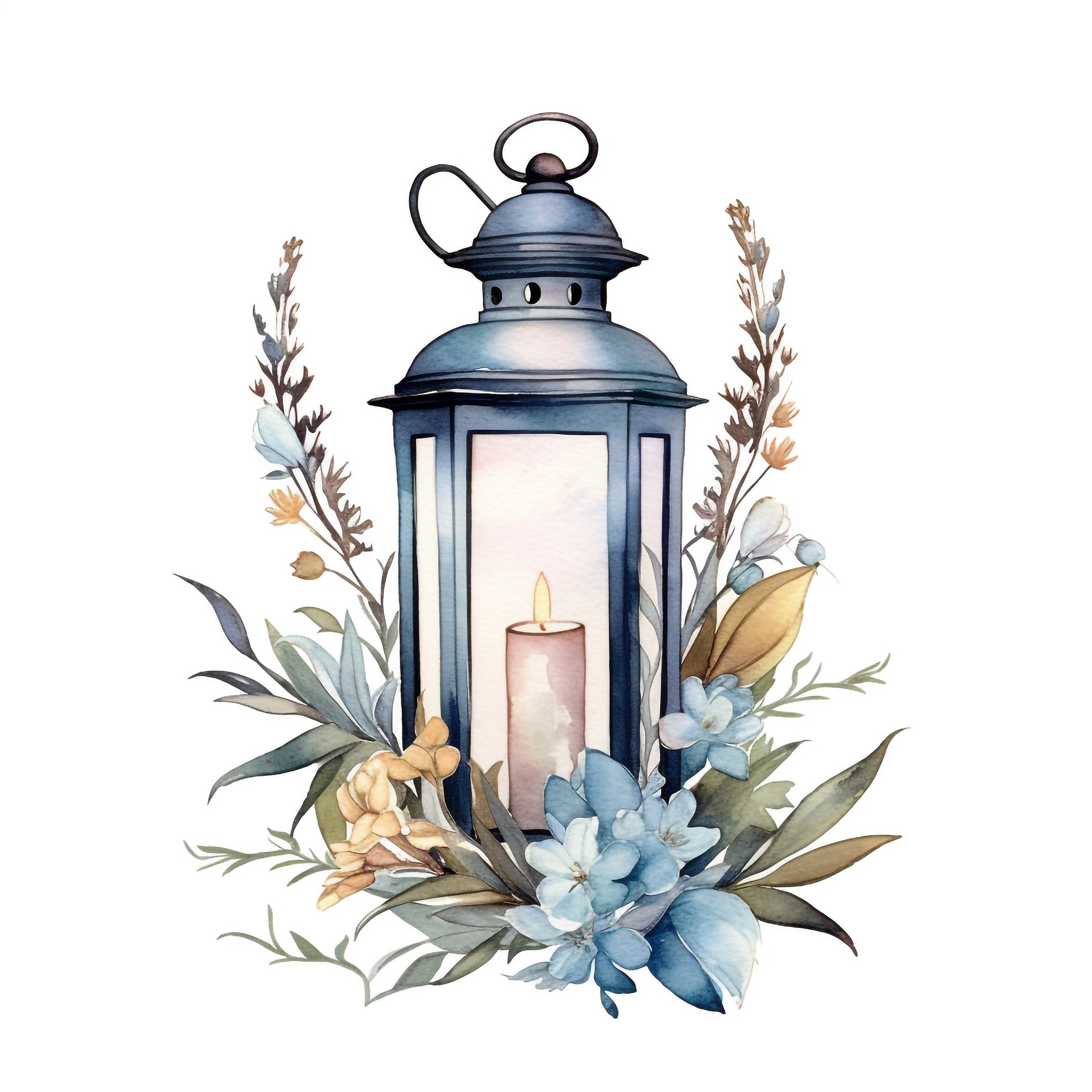 Watercolor Cottagecore Lantern 10 Digital Clipart Bundle - Etsy