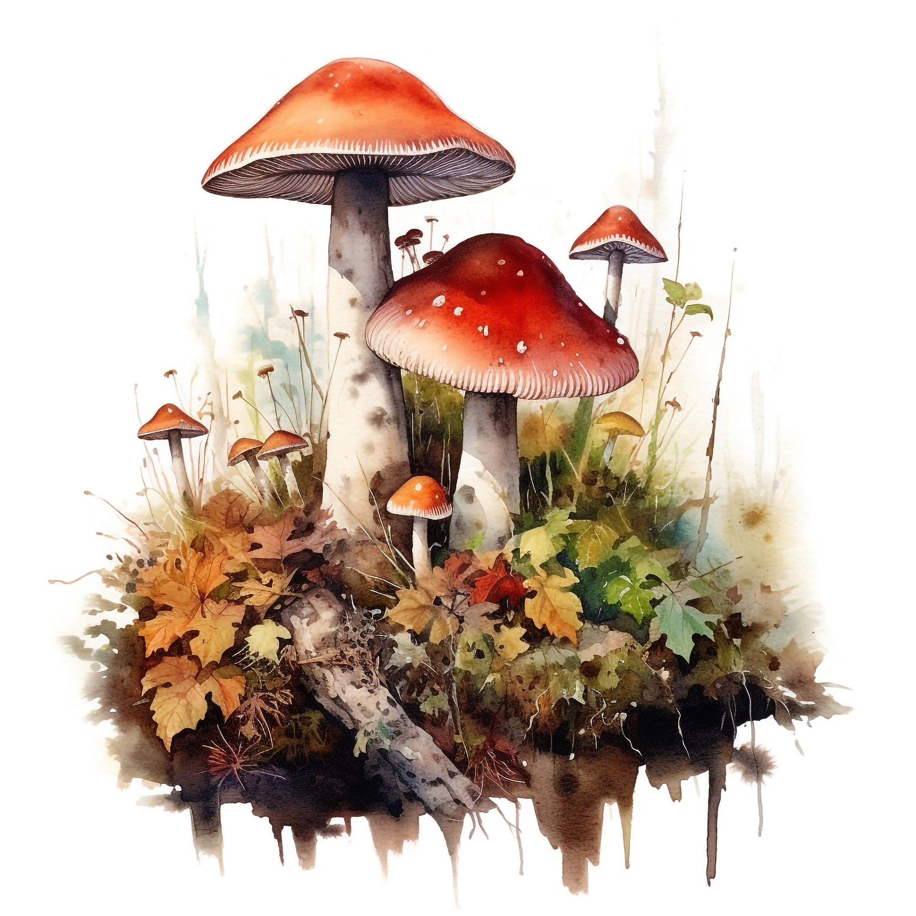 Watercolor Mushroom 30 Digital Clipart Bundle High Quality Images ...