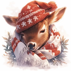 Watercolor Christmas Calf 10 Digital Clipart Bundle High Quality Images ...