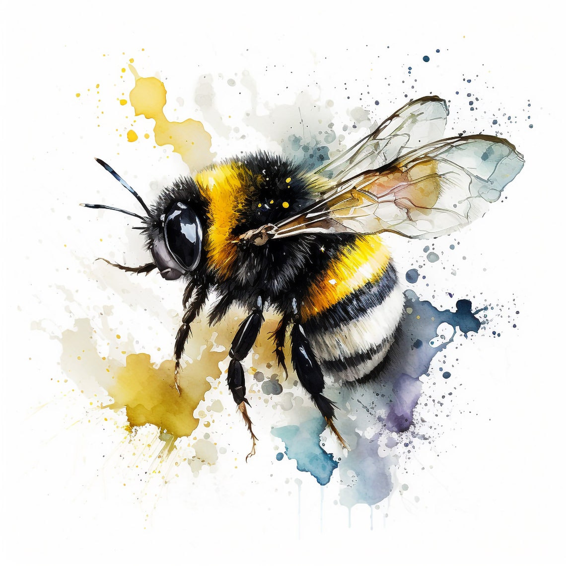 Watercolor Bumblebee Clipart 10 High Quality Jpgs Digital - Etsy