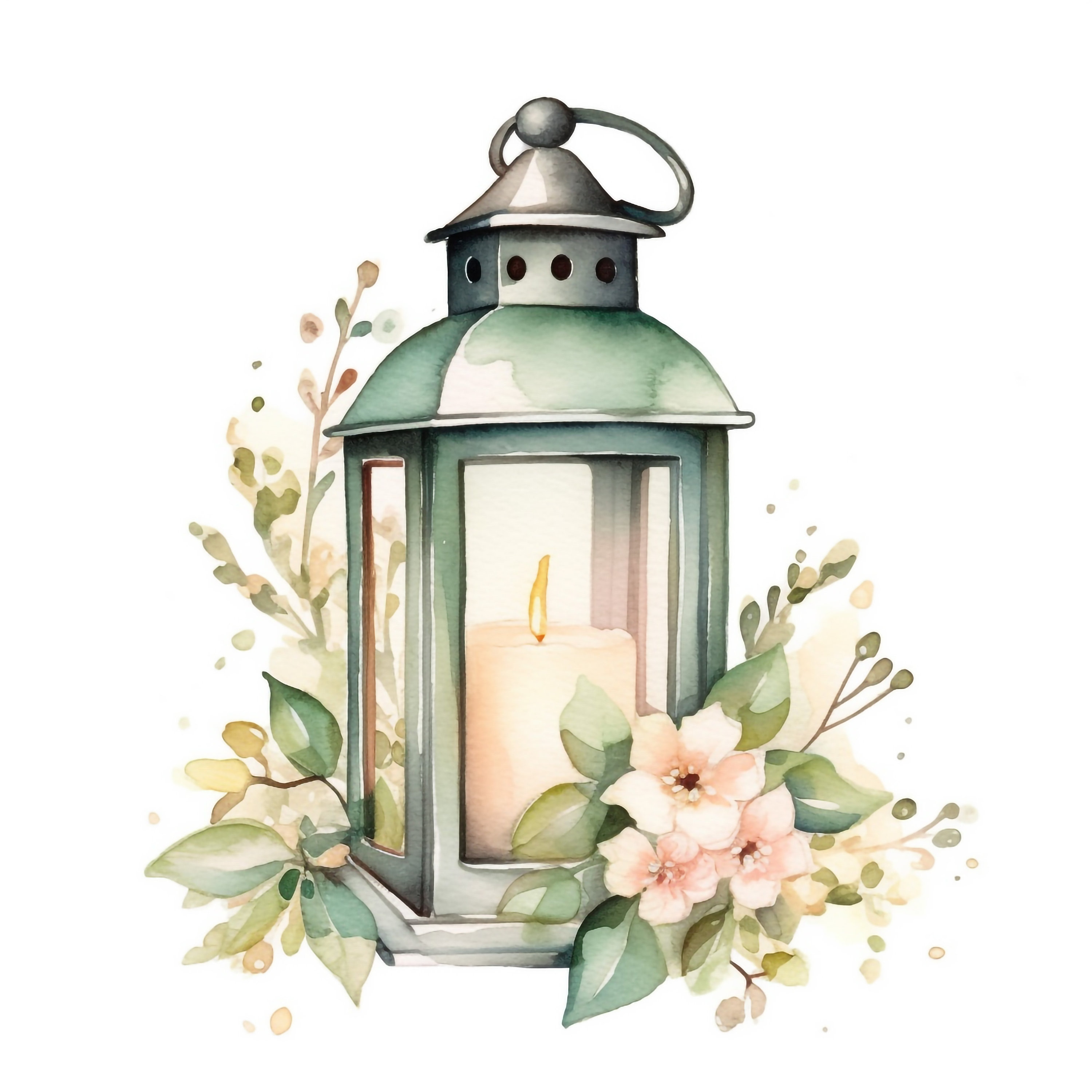 Watercolor Cottagecore Lantern 10 Digital Clipart Bundle - Etsy
