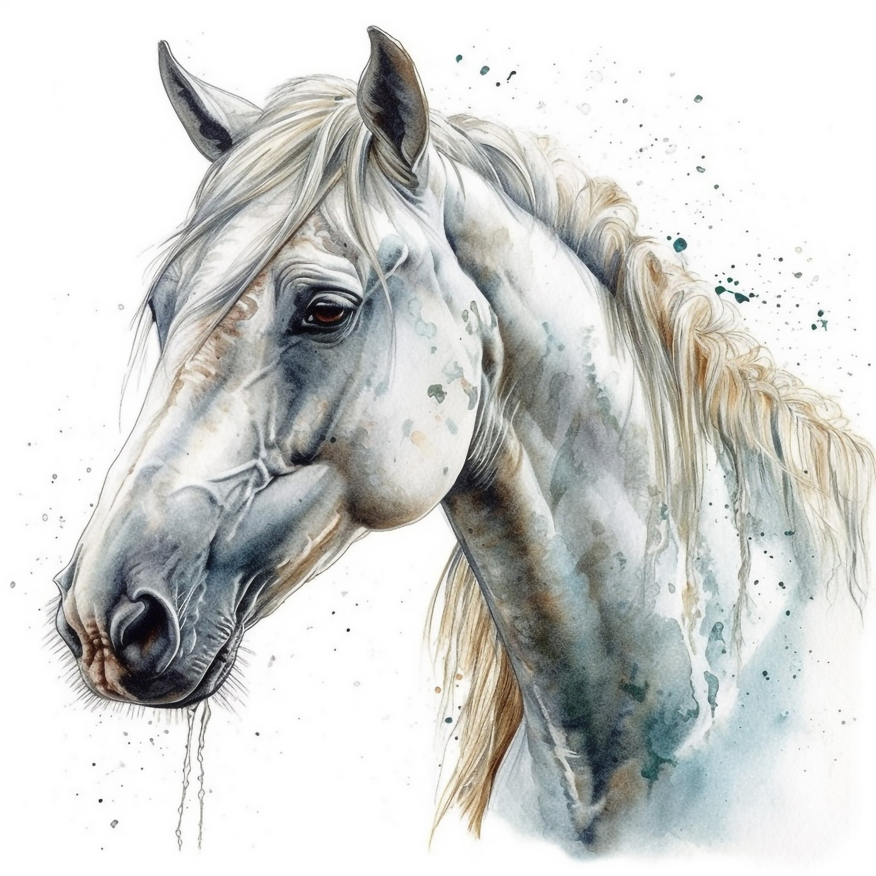 Watercolor White Horse Clipart Set of 10 High Quality Jpgs Digital ...
