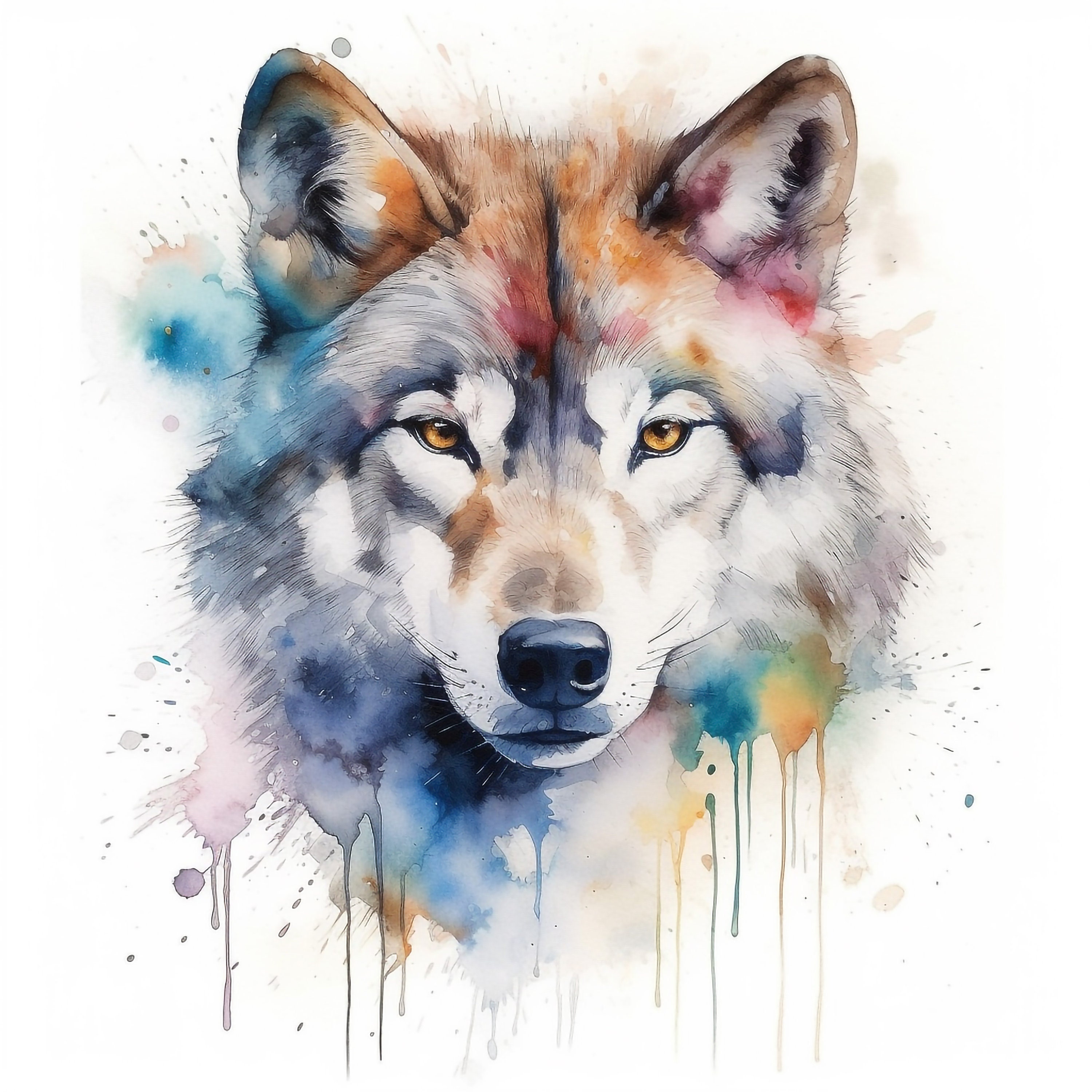 Watercolor Wolf Clipart Set of 10 High Quality Pictures - Etsy