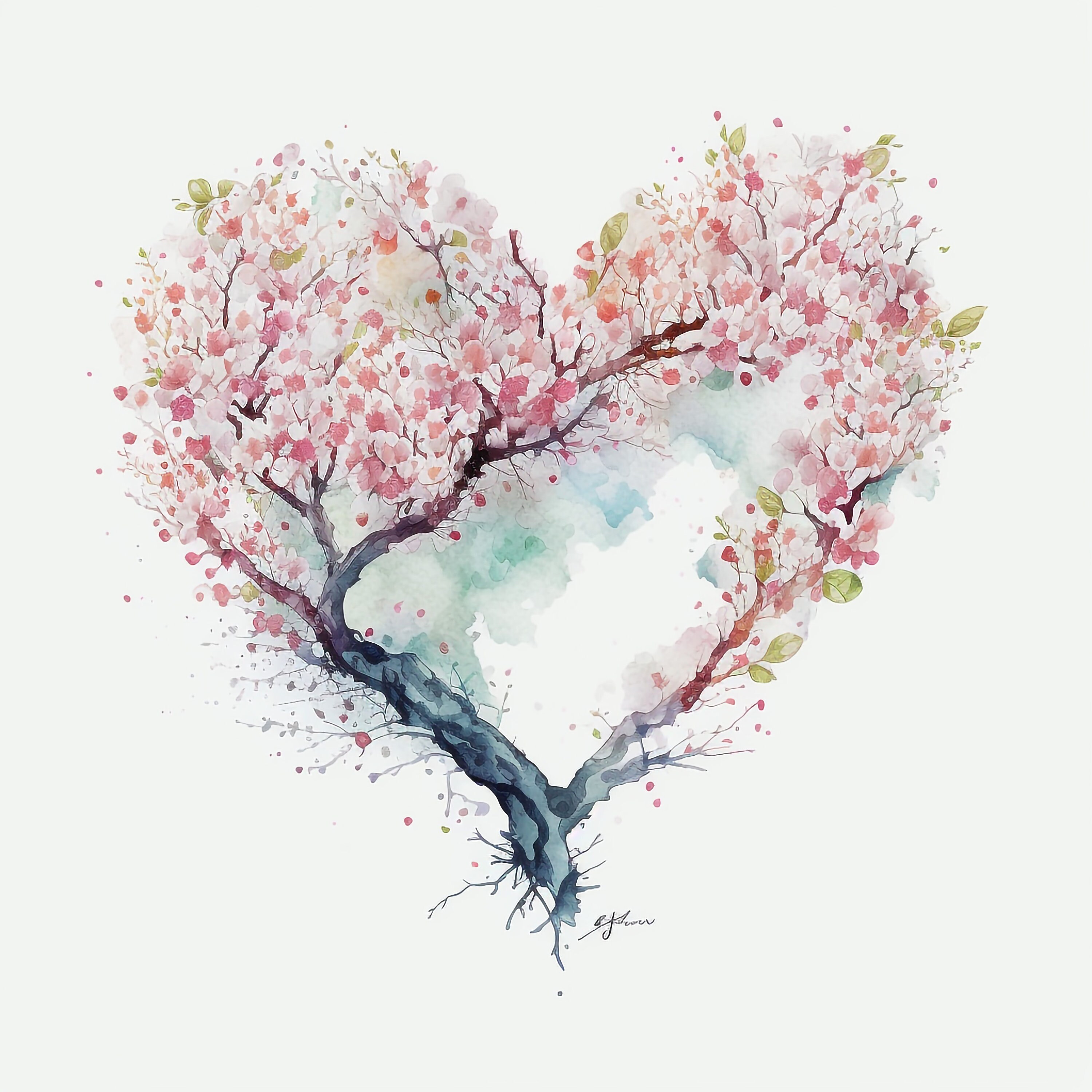 Cherry Blossom Heart Clipart 10 Digital Clipart Bundle High - Etsy