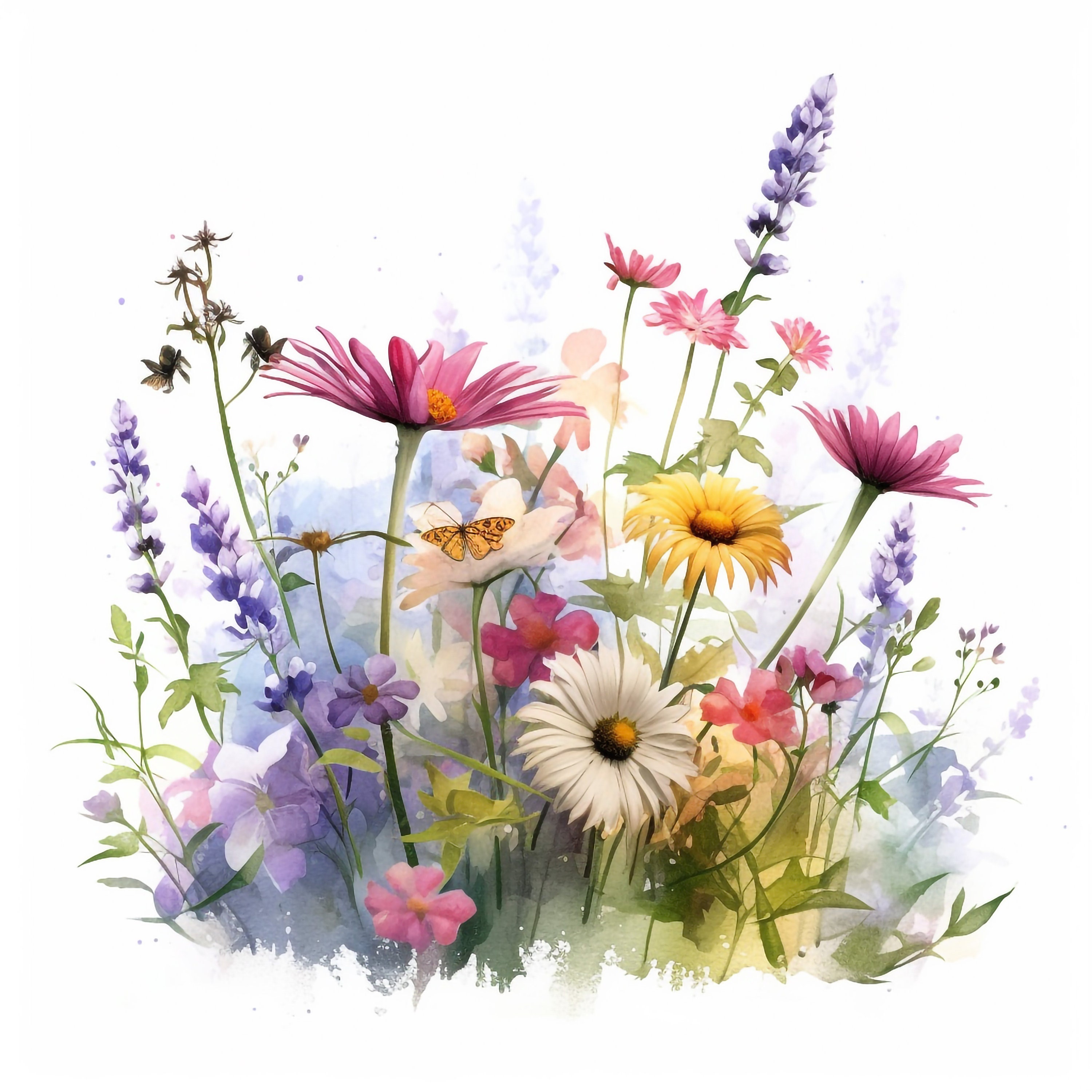 Wild Flowers Clipart 10 Digital Clipart Bundle High - Etsy