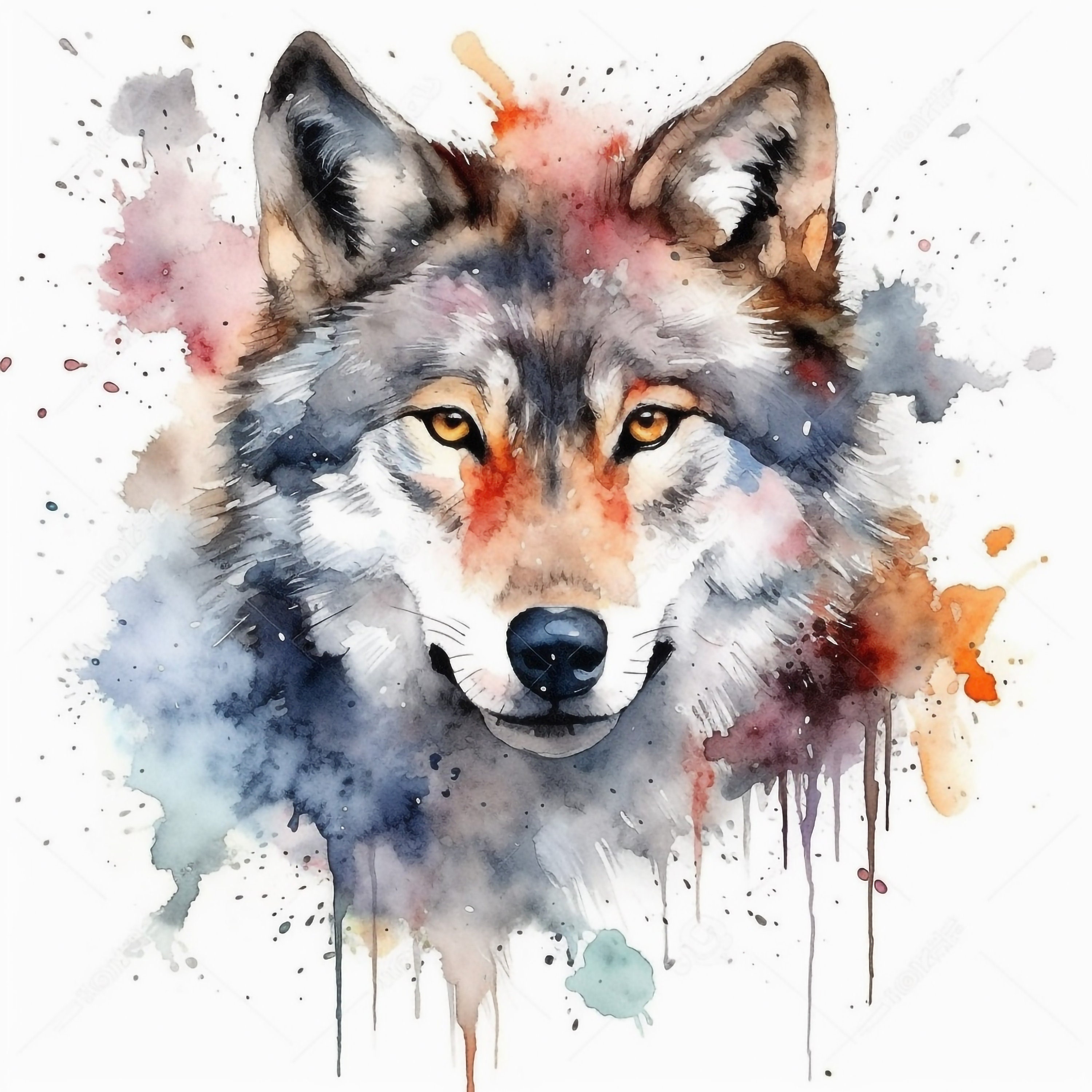 Watercolor Wolf Clipart Set of 10 High Quality Pictures Digital ...