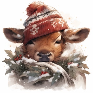 Watercolor Christmas Calf 10 Digital Clipart Bundle High Quality Images ...