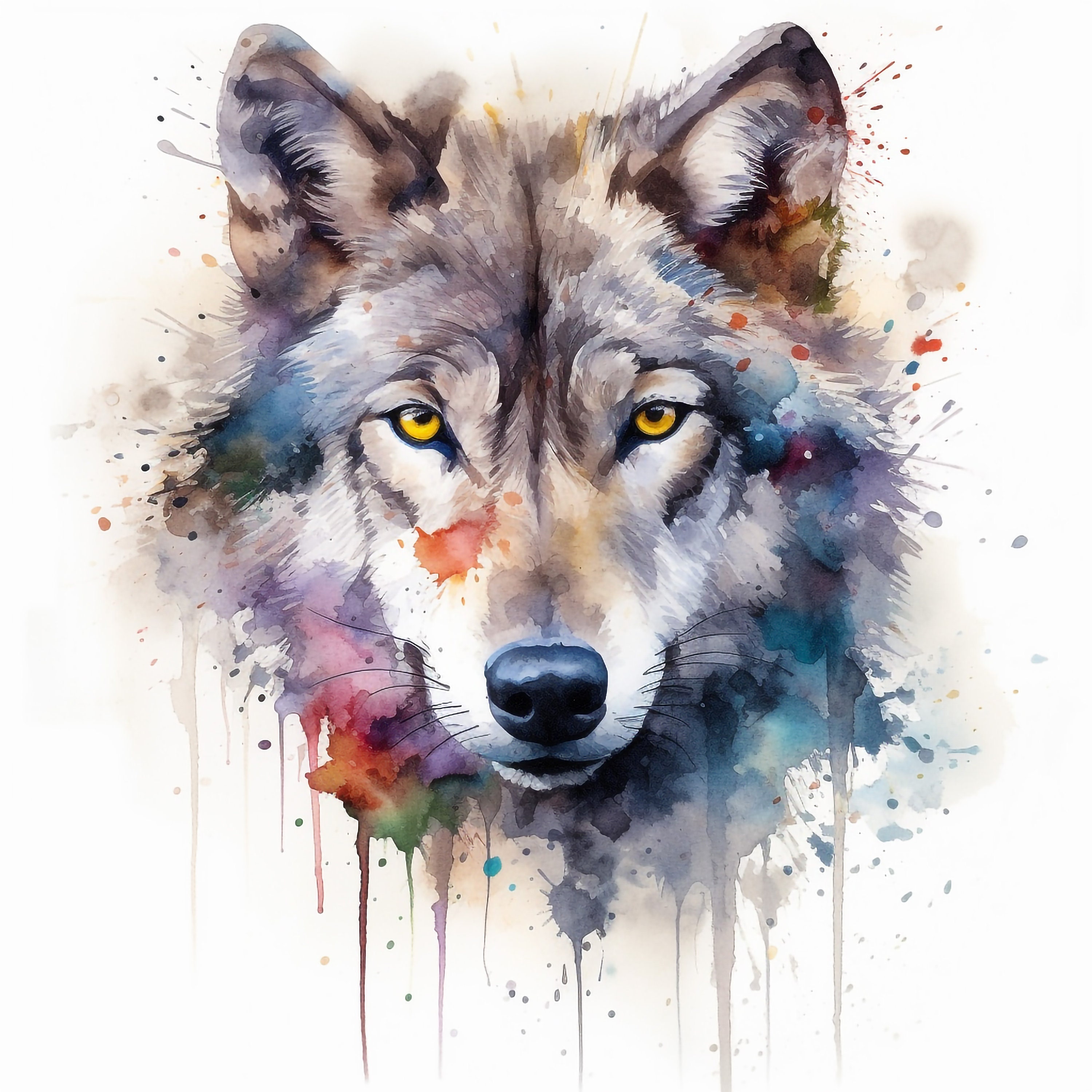 Watercolor Wolf Clipart Set of 10 High Quality Pictures Digital ...