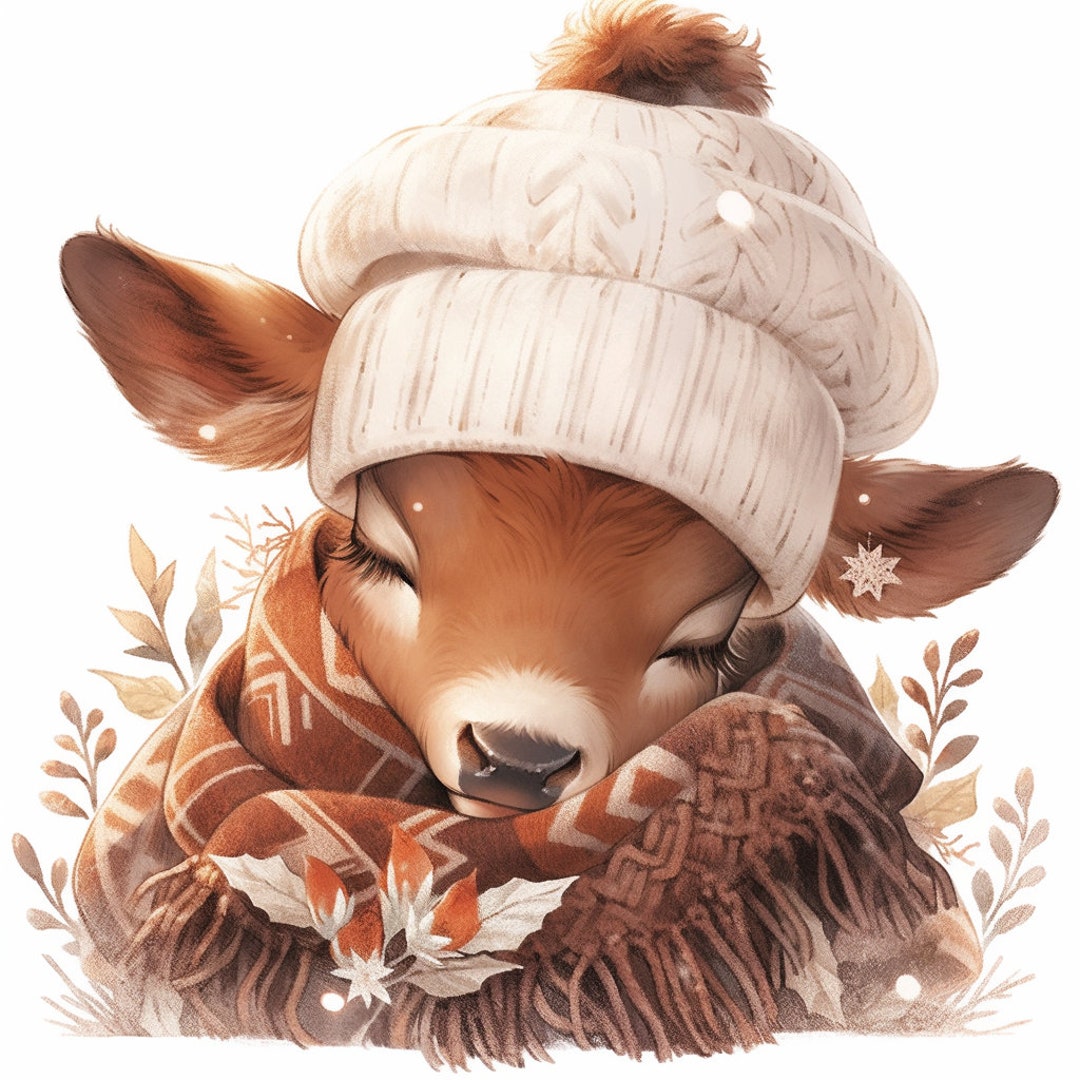 Watercolor Christmas Calf 10 Digital Clipart Bundle High Quality Images ...