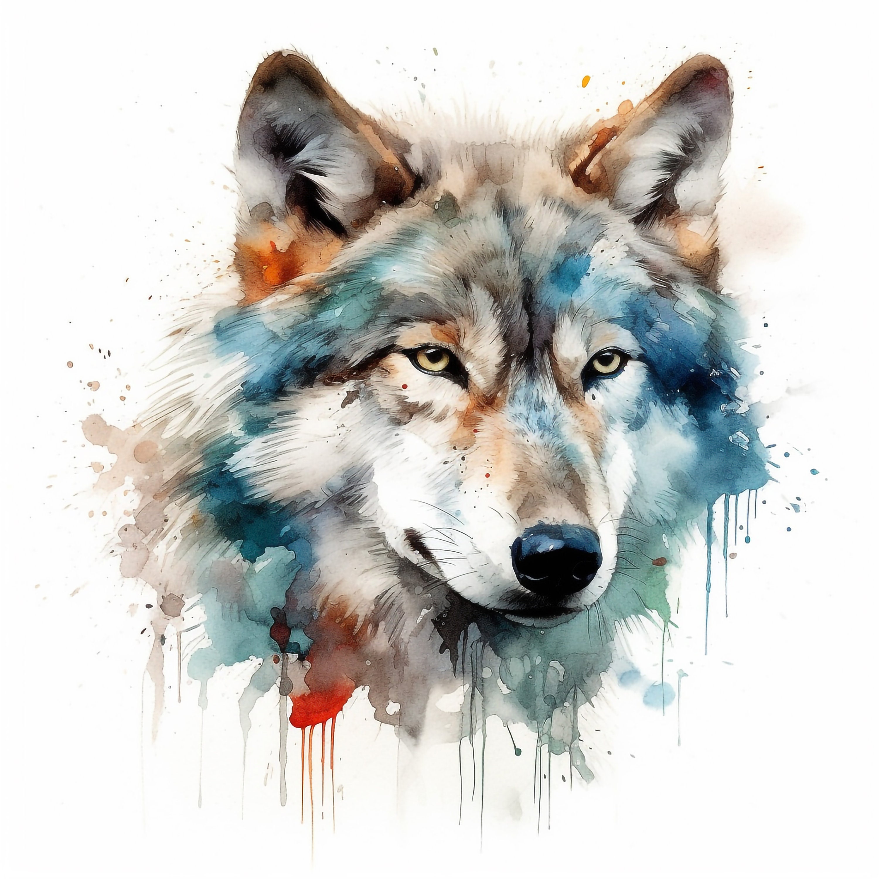 Watercolor Wolf Clipart Set of 10 High Quality Pictures Digital ...