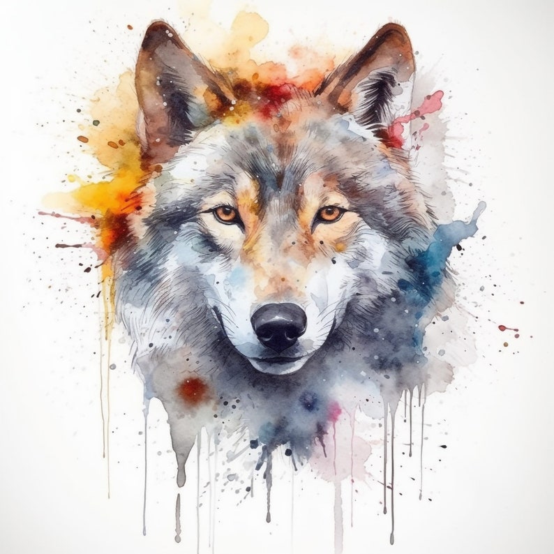 Watercolor Wolf Clipart Set of 10 High Quality Pictures - Etsy