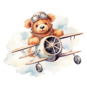 Watercolor Aviator Bear - 10 Digital Clipart Bundle - High Quality ...