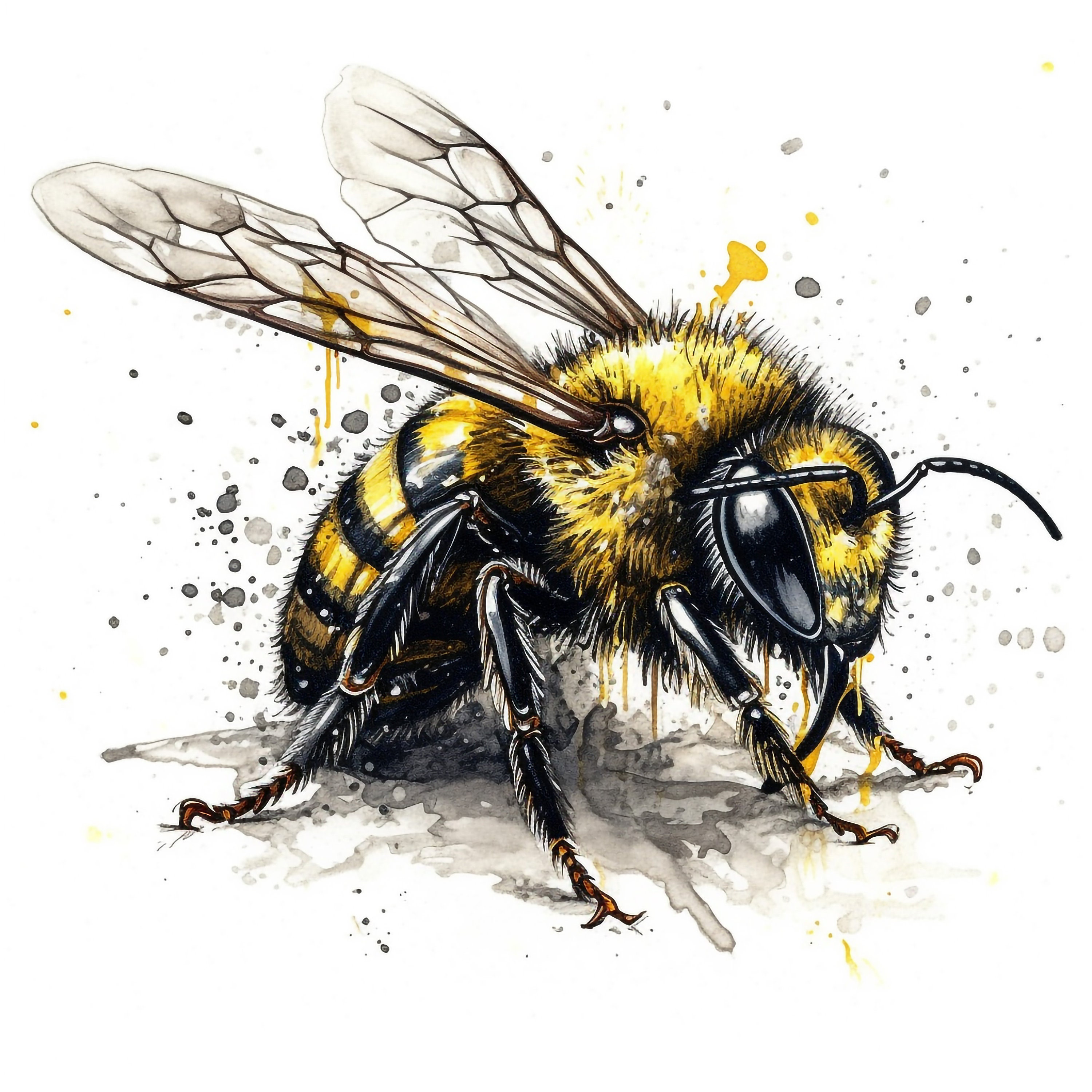 Watercolor Bumblebee Clipart 10 High Quality Jpgs Digital Download Card ...