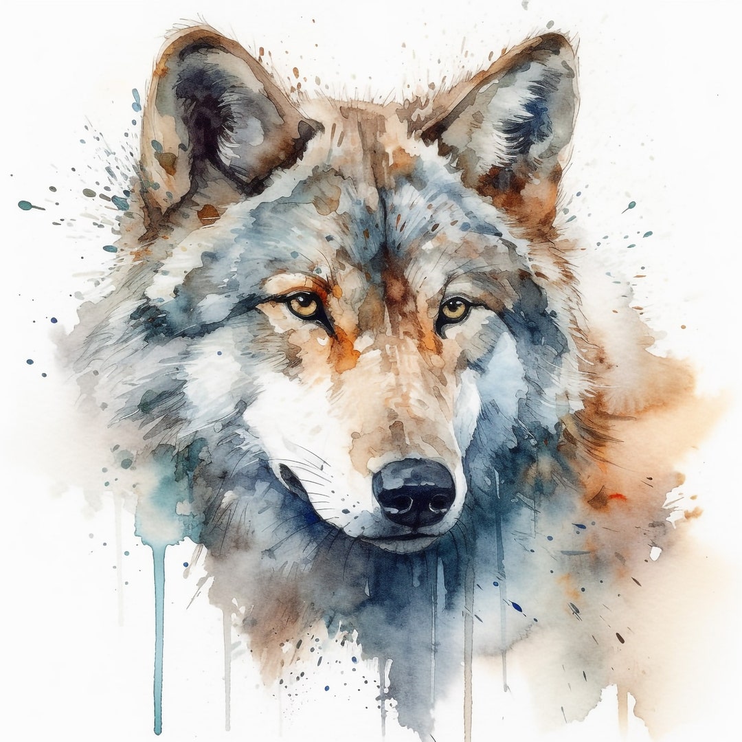 Watercolor Wolf Clipart - Set of 10 High Quality Pictures - Digital ...