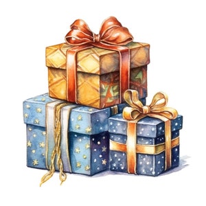 Watercolor Christmas Presents 10 Digital Clipart Bundle High Quality ...