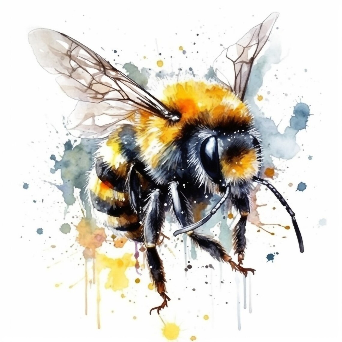 Watercolor Bumblebee Clipart 10 High Quality Jpgs Digital - Etsy