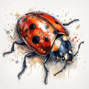 Watercolor Ladybug Clipart - Set of 10high Quality Images - Digital ...