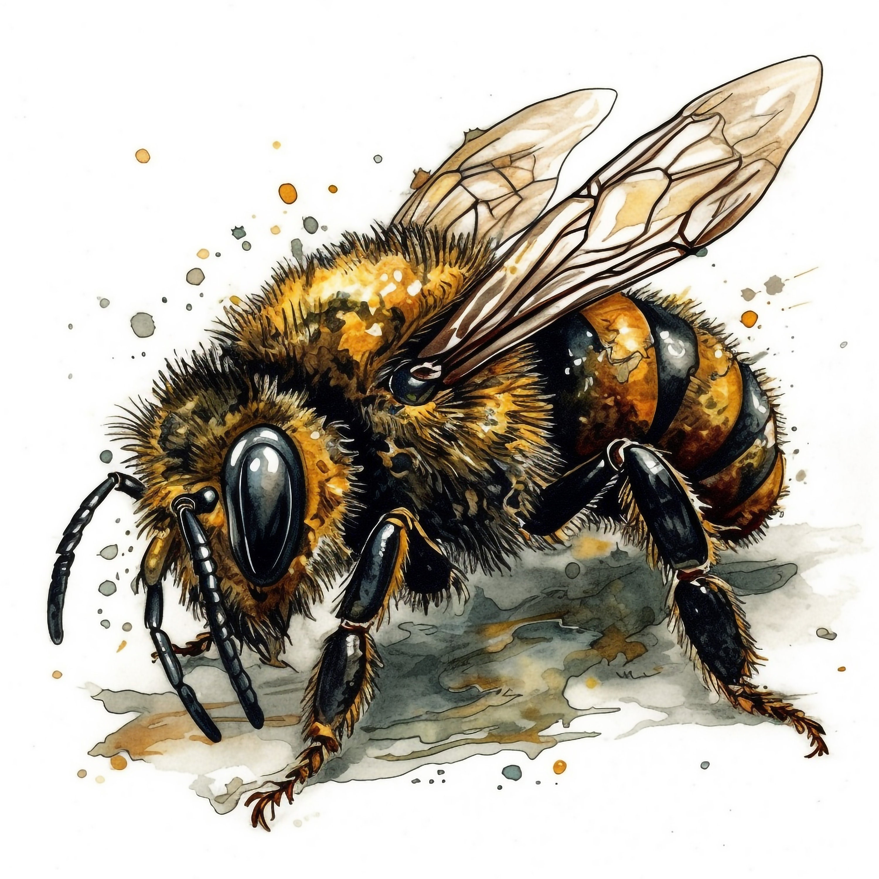 Watercolor Bumblebee Clipart 10 High Quality Jpgs Digital - Etsy