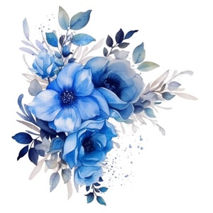 Flower Blu Bouquet - 10 Digital Clipart Bundle - High Quality Images ...