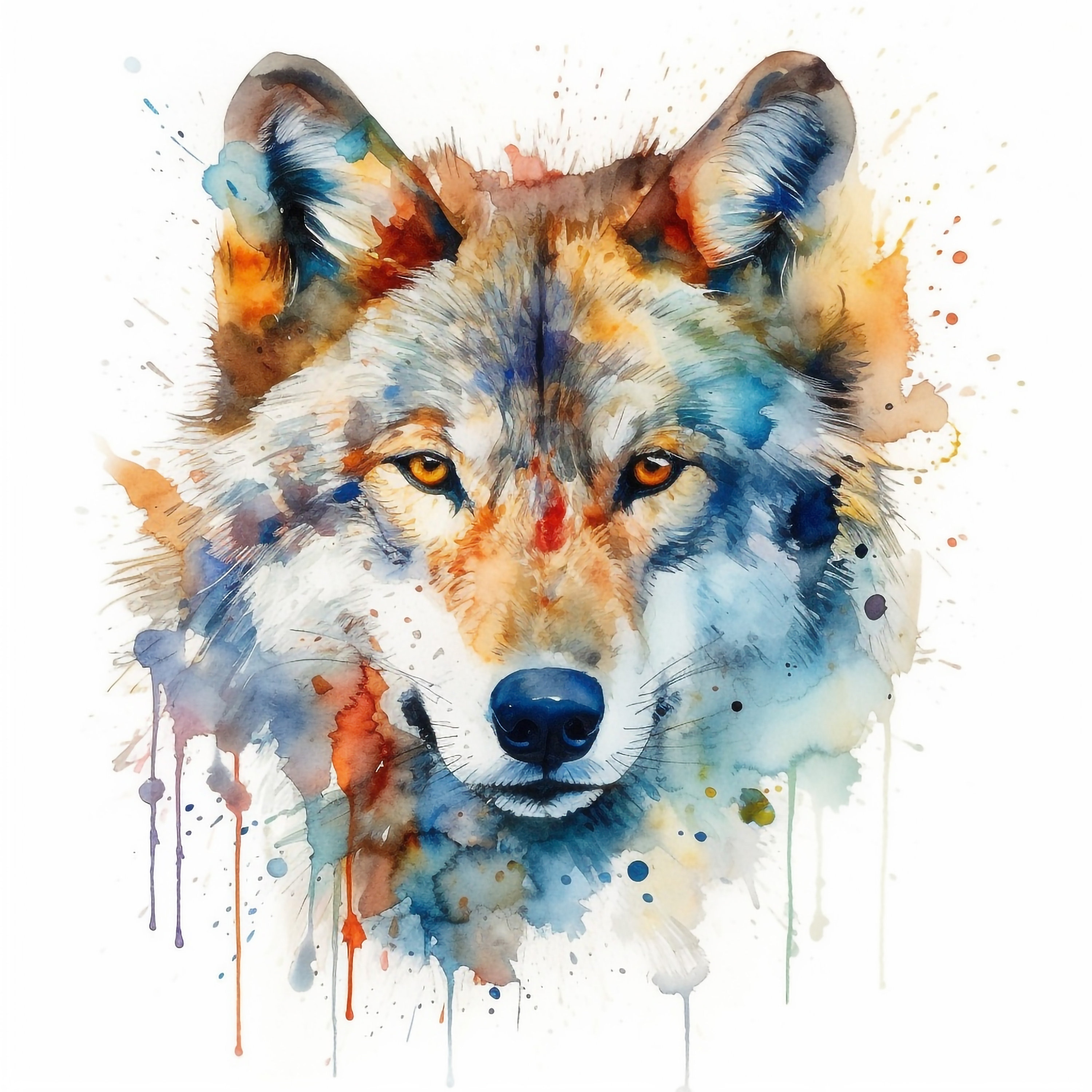 Watercolor Wolf Clipart Set of 10 High Quality Pictures Digital ...