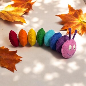 Felt Caterpillar Toy With Velcro Rainbow Color, Handmade Caterpillar ...