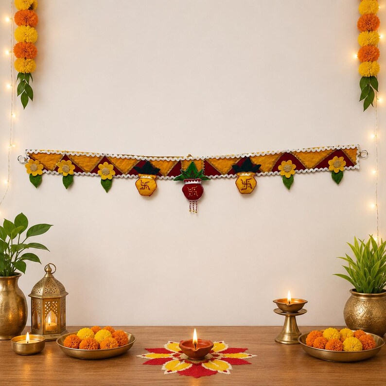 Handmade Diwali Door Toran | Indian Festival Door Hanging | Felt Wall ...