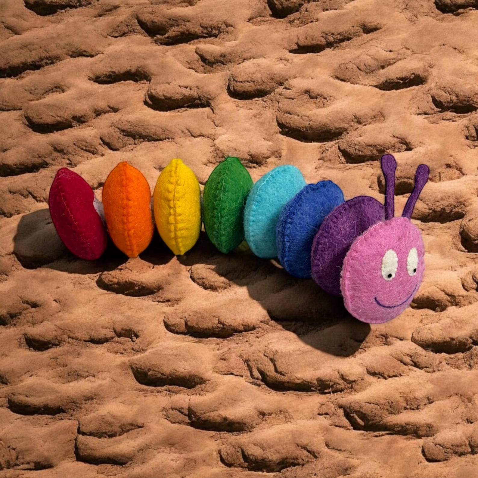 Felt Caterpillar Toy With Velcro Rainbow Color, Handmade Caterpillar ...
